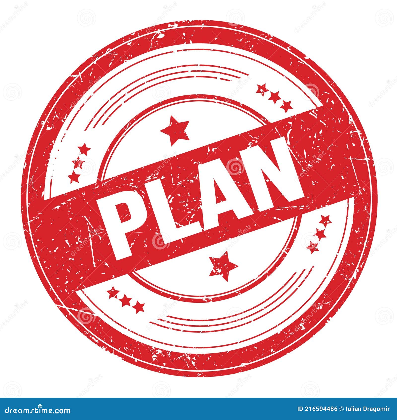 PLAN Text on Red Round Grungy Stamp Stock Illustration - Illustration ...