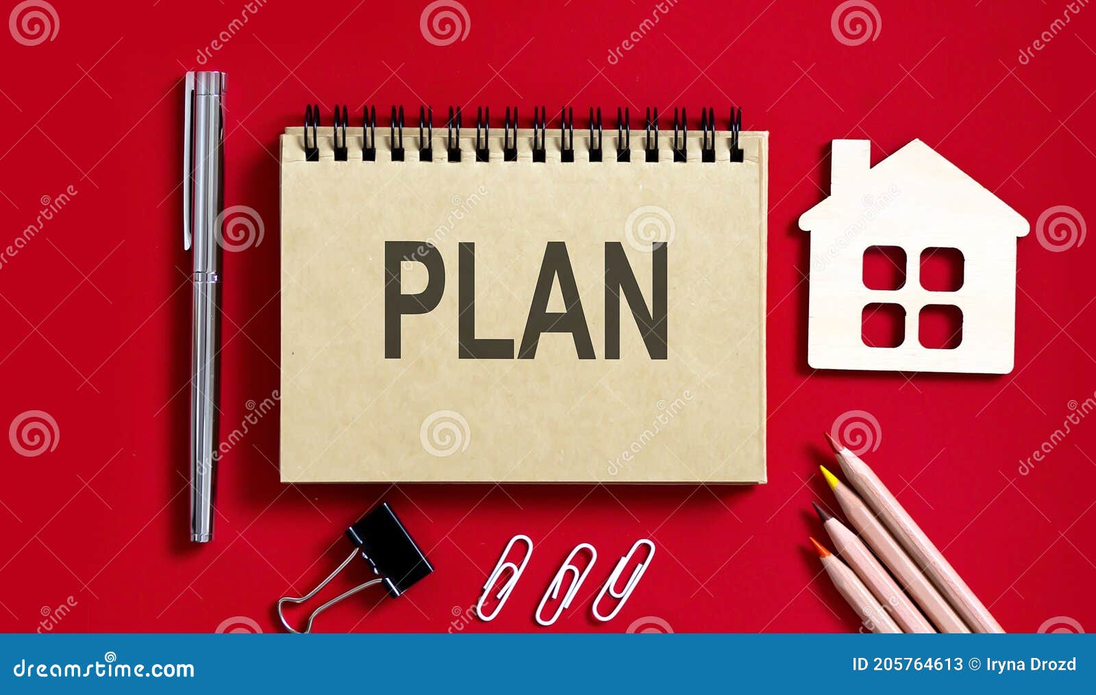 PLAN Text Written on a Notebook with Pencils and Office Tools and Model ...