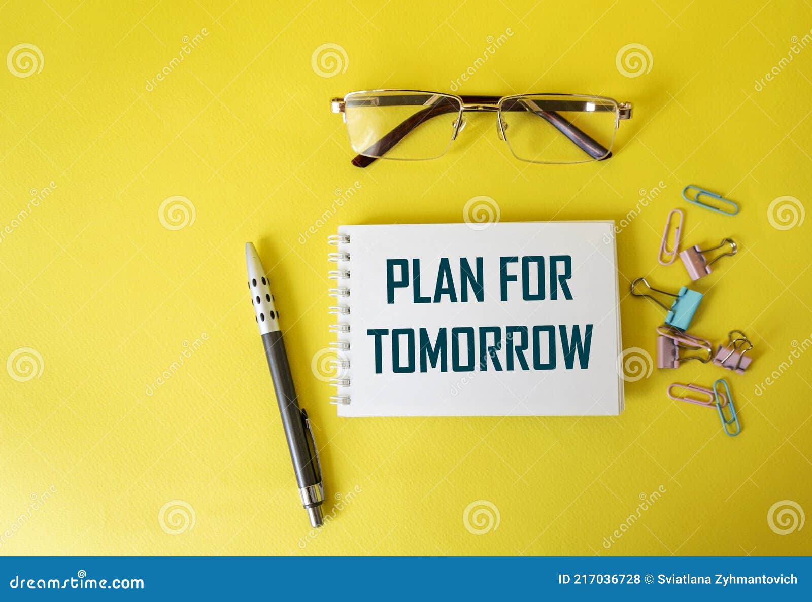 PLAN for TOMORROW, Text in a Notebook Near Glasses, a Pen and Paper ...