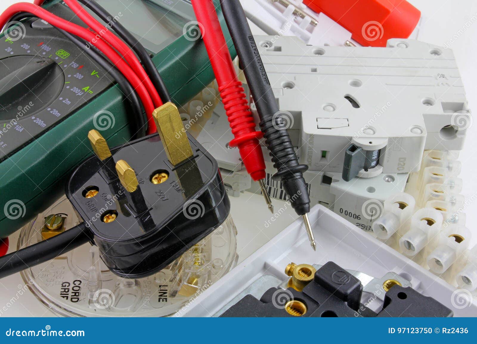 Plan View of Electricians Testing Multimeter Equipment Stock Photo ...