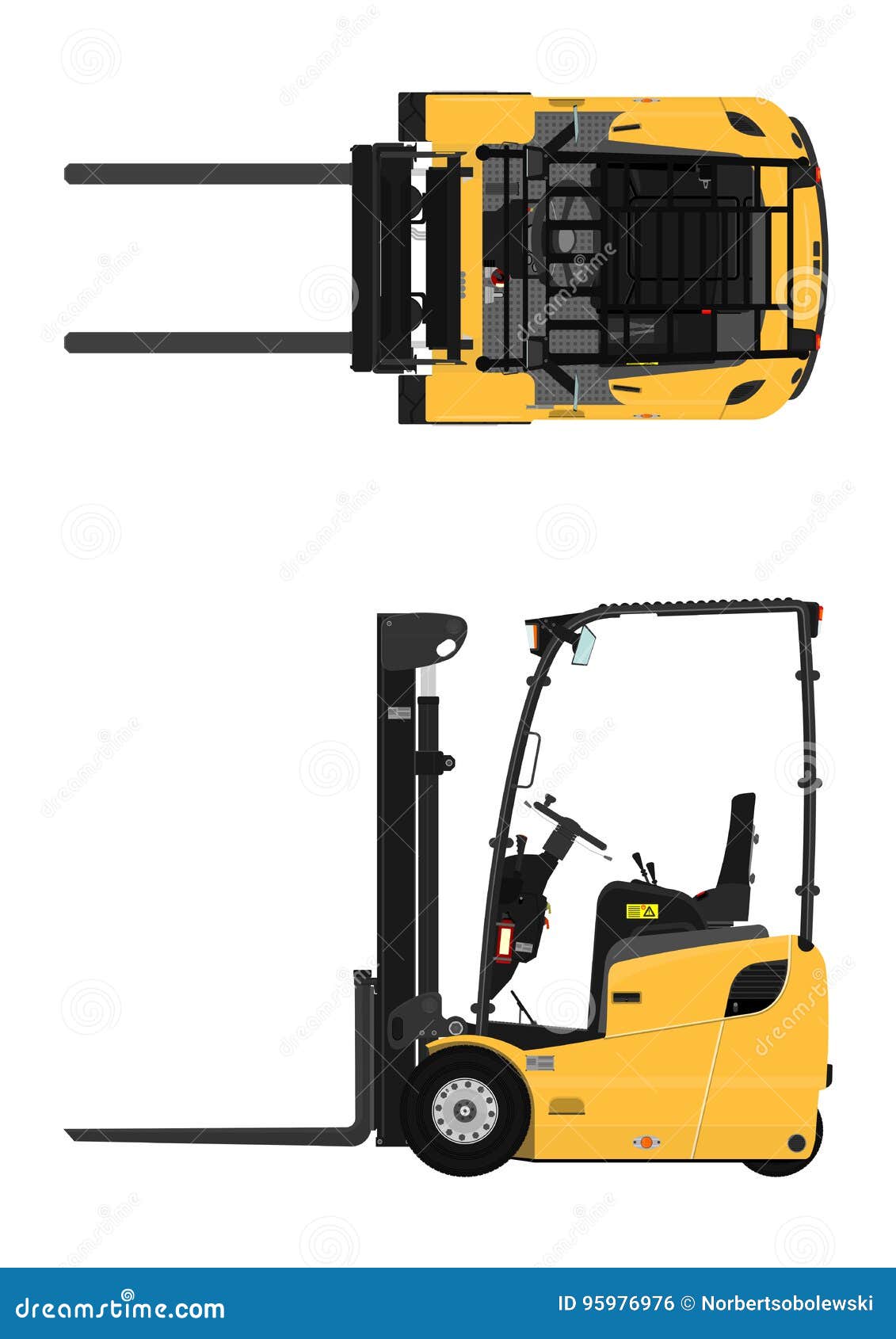 The plan view of forklift. stock vector. Illustration of forklift ...