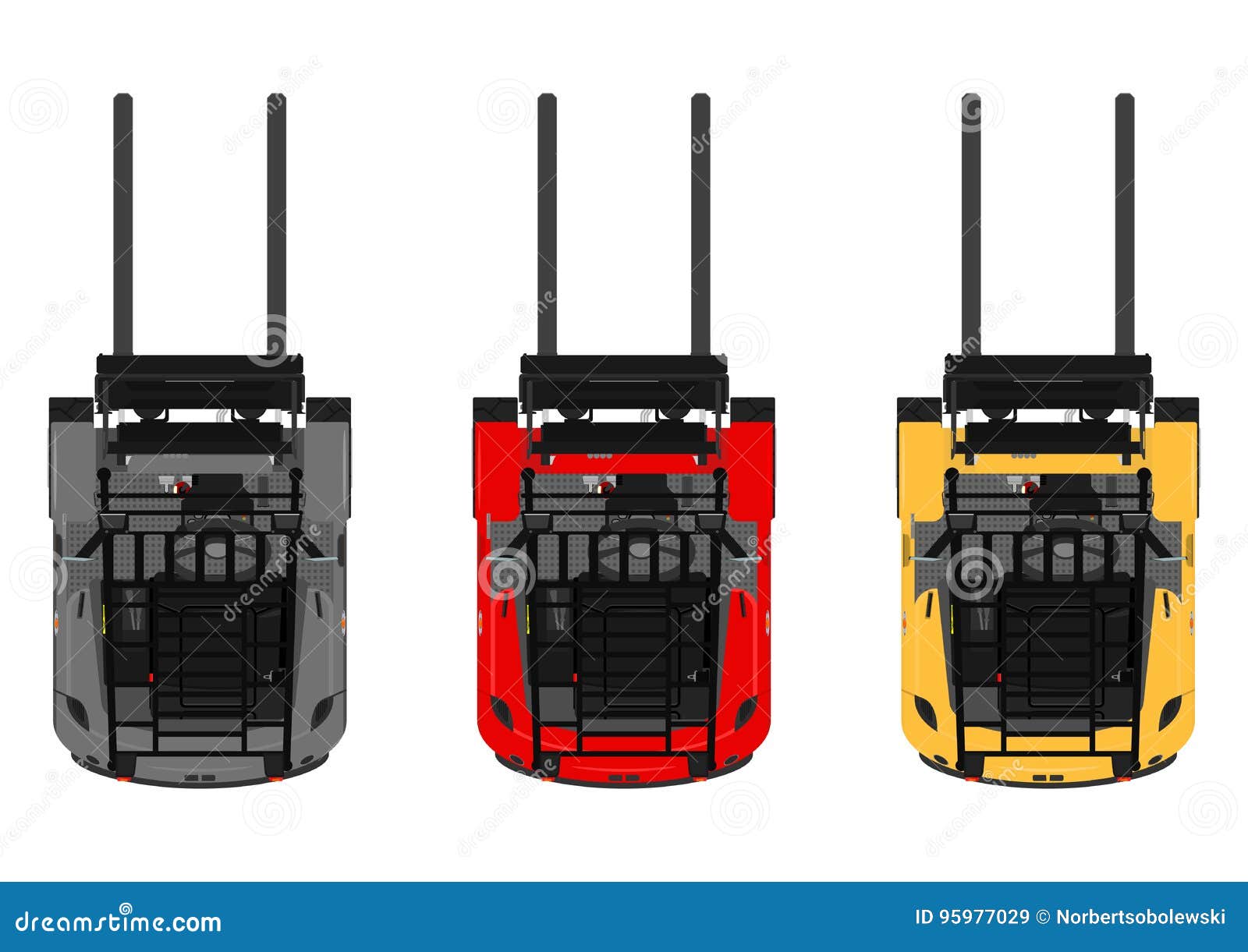 The plan view of forklift. stock vector. Illustration of machine - 95977029