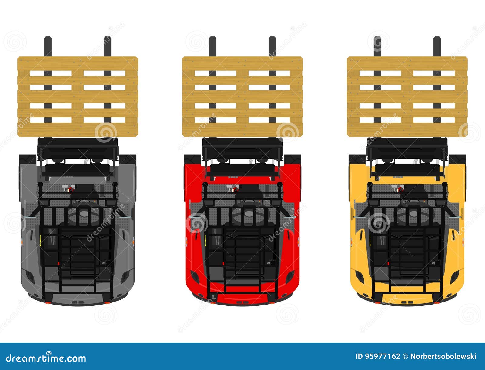 The plan view of forklift. stock vector. Illustration of loader - 95977162
