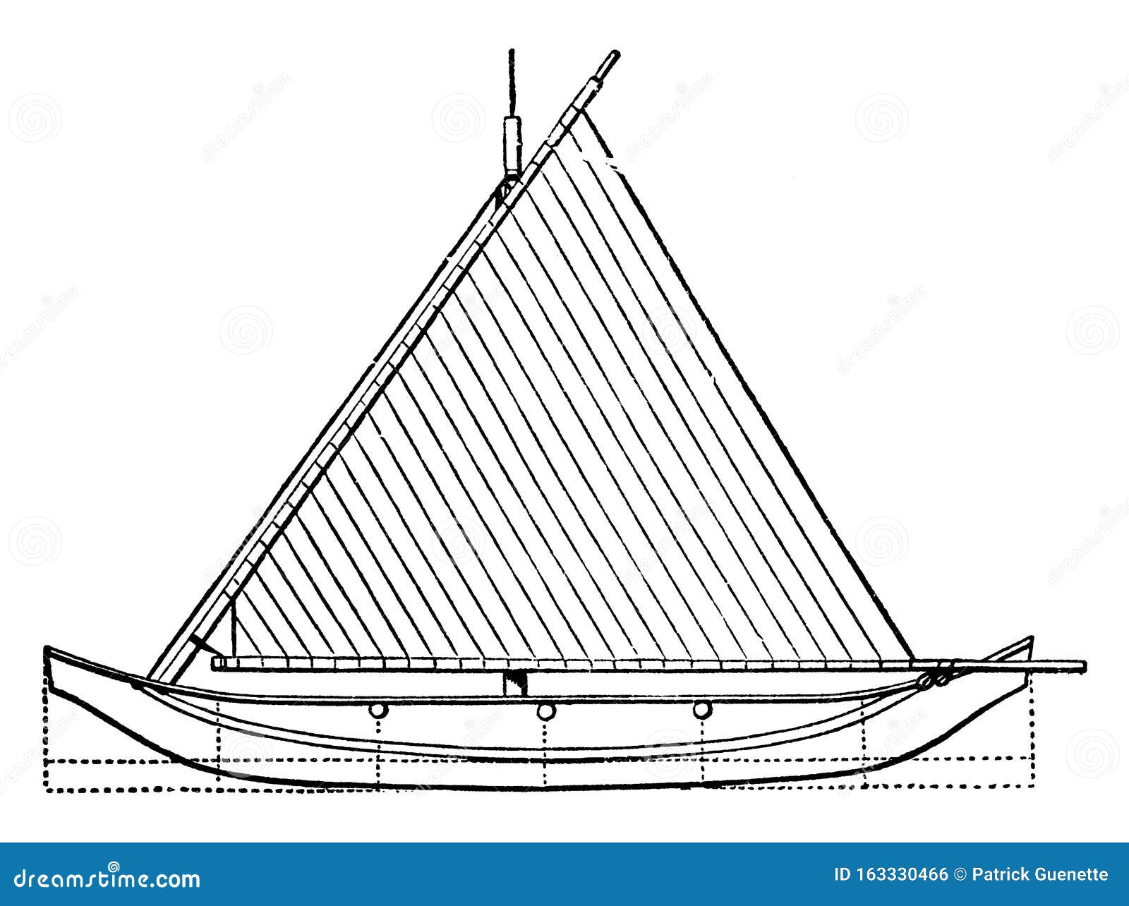 Plan View of Proa, Vintage Illustration Stock Vector - Illustration of ...