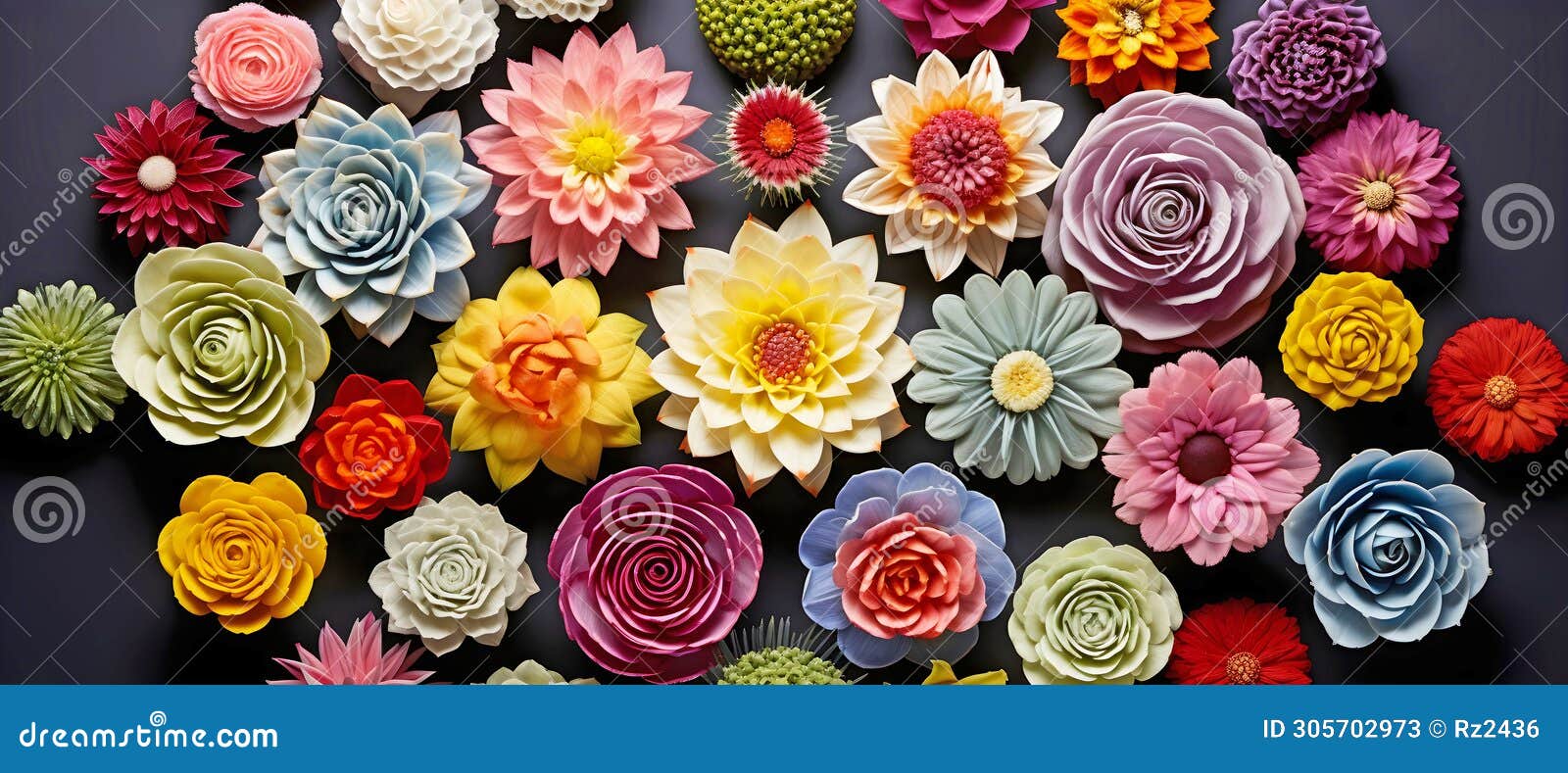 Panorama of Different Colorful Flower Heads. Stock Illustration ...