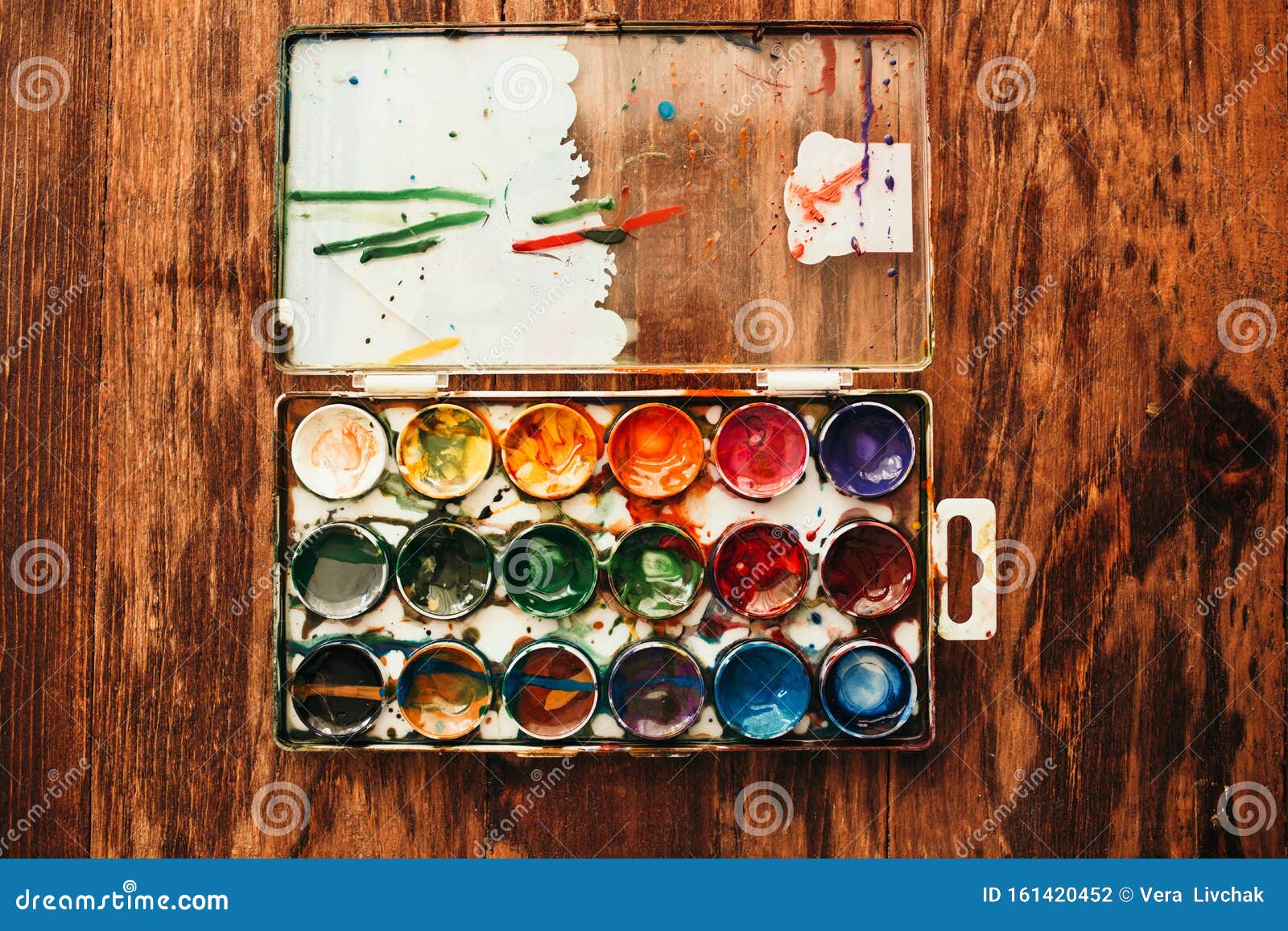 Plan View of a Watercolor Paint Box. Stock Photo - Image of gradient ...