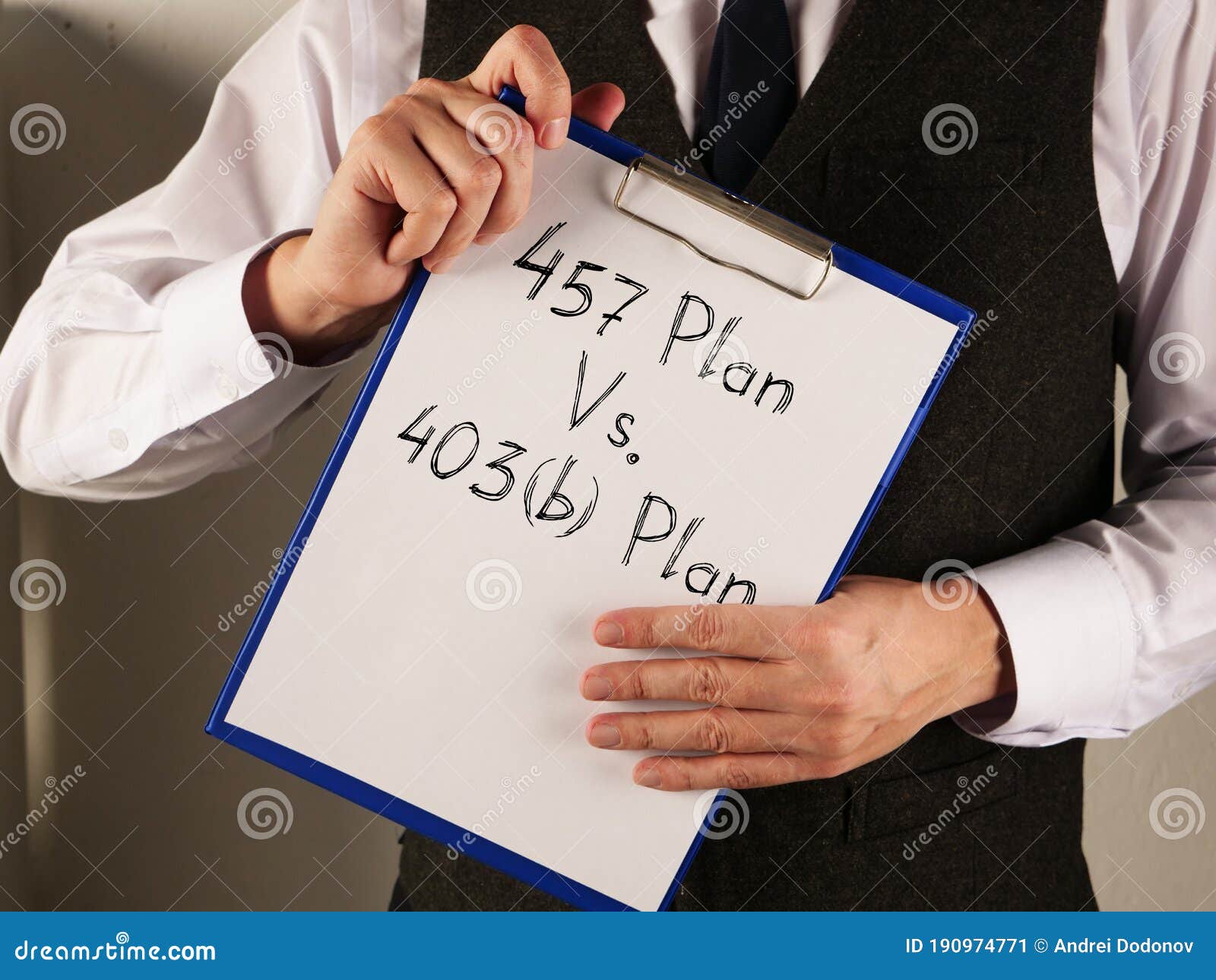 457 Plan Vs. 403b Plan is Shown on the Conceptual Business Photo Stock ...