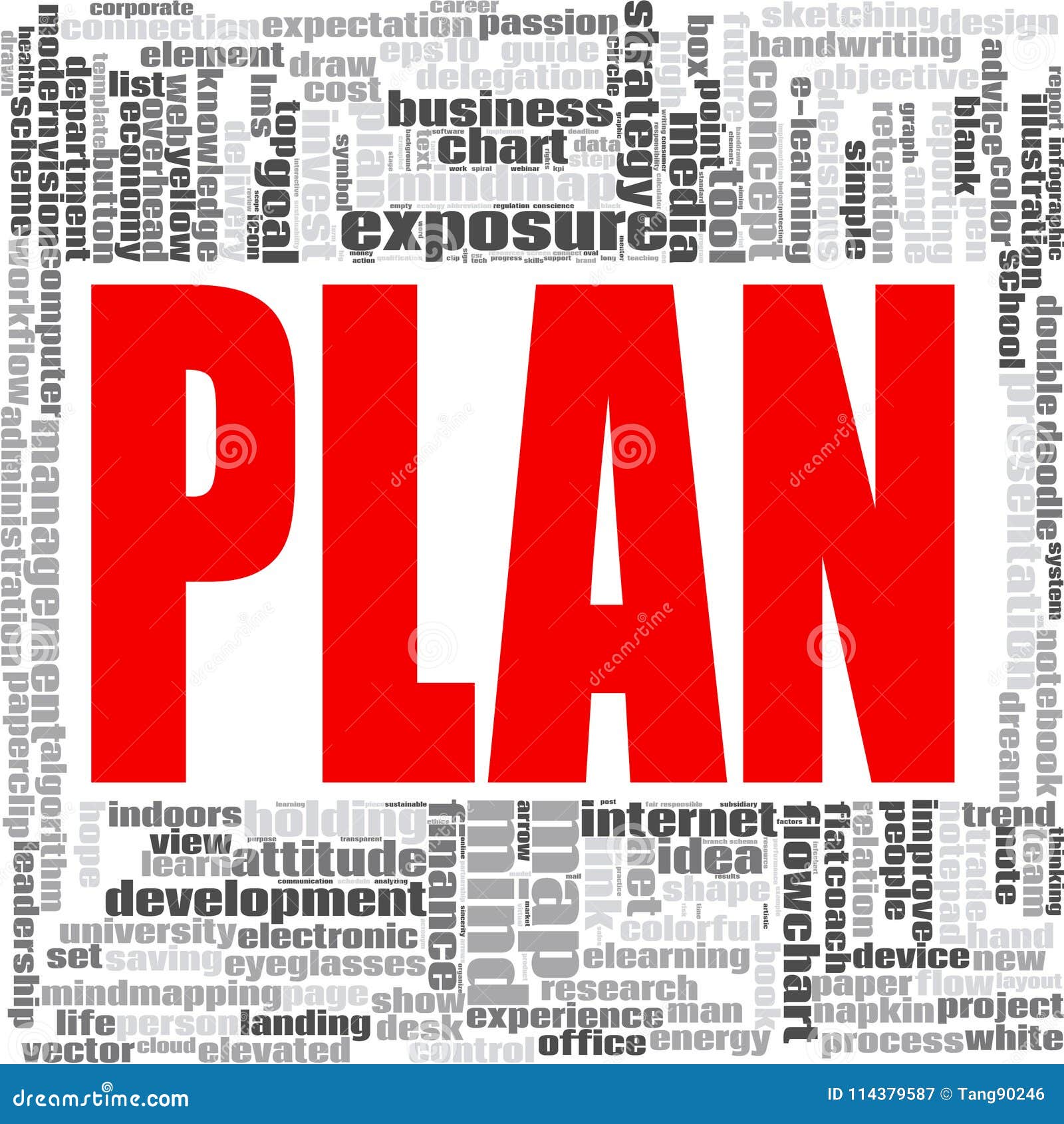 Plan word cloud stock illustration. Illustration of rendering - 114379587