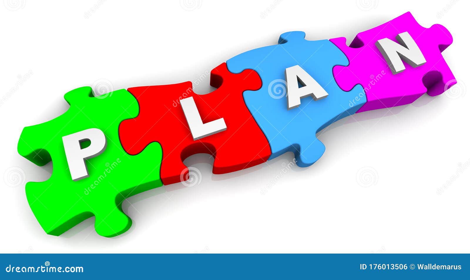 Plan. Word on the Multicolored Puzzles Stock Illustration ...