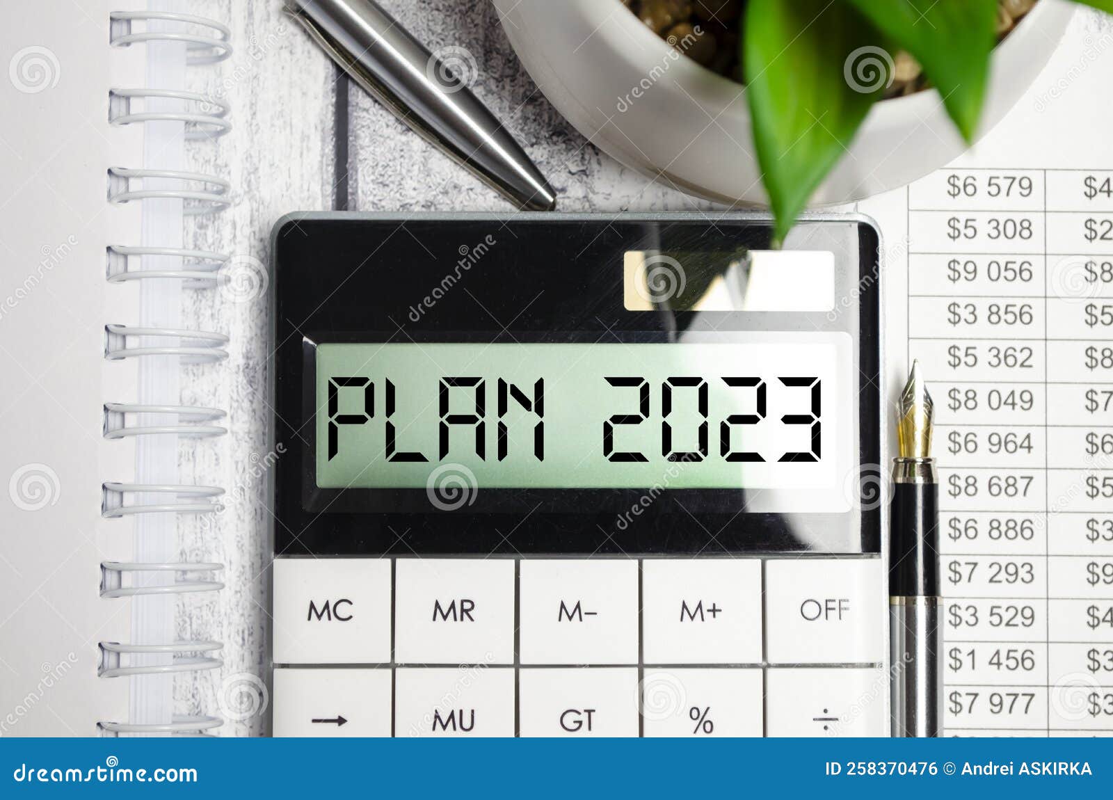 Plan 2023 Words on Calculator Display and Charts Stock Photo - Image of ...