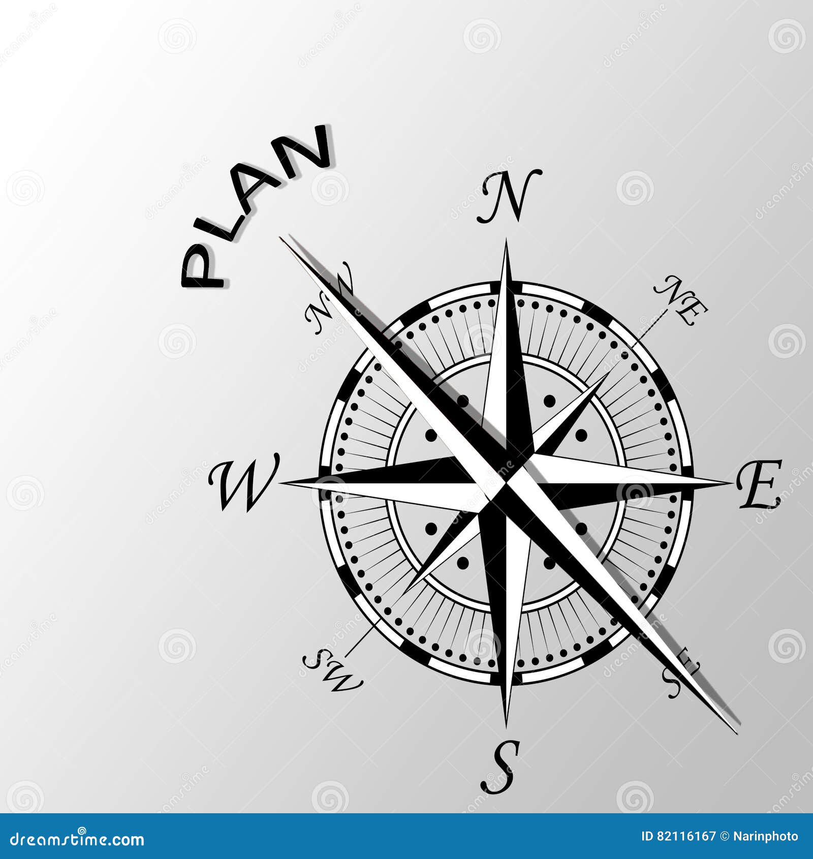 Plan written aside compass stock illustration. Illustration of scale ...