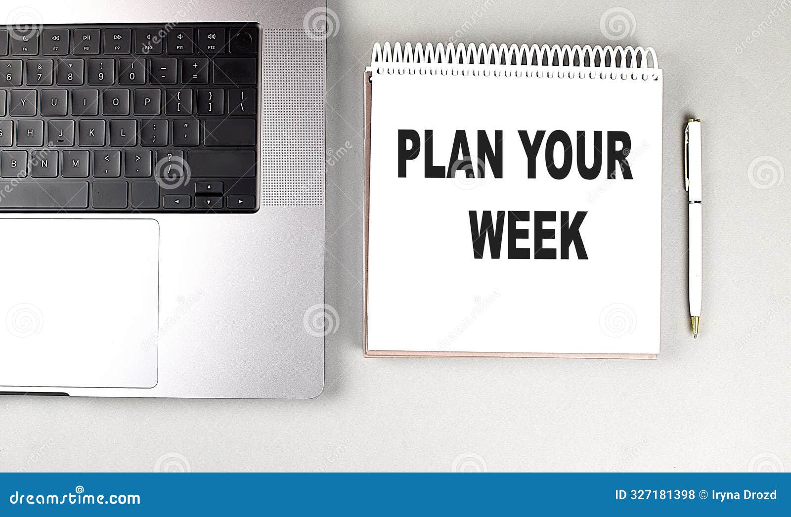 PLAN YOUR WEEK Text on Notebook with Laptop, Mouse and Pen Stock Photo ...