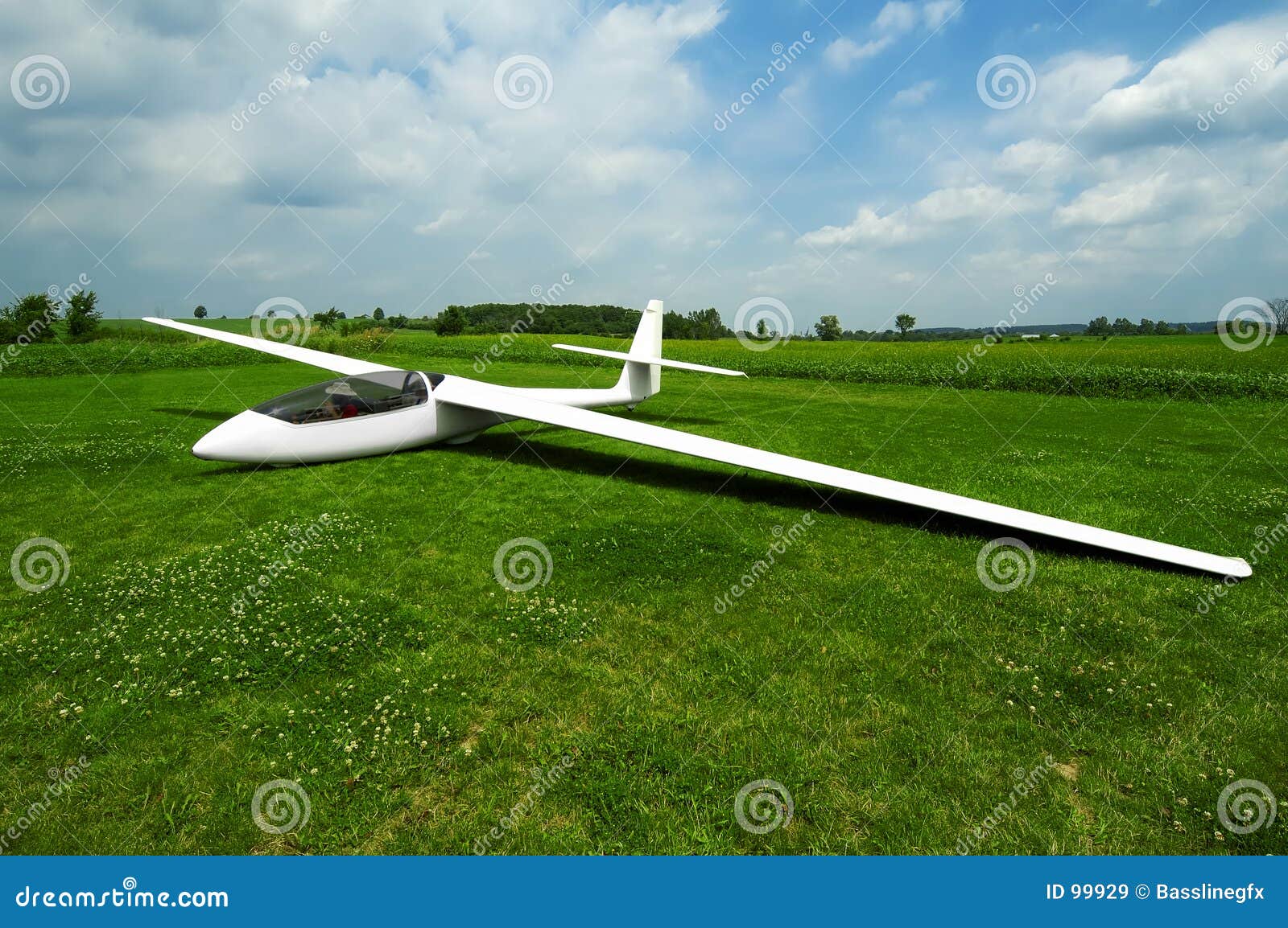 Planador aterrado imagem de stock. Imagem de verde, planos - 99929