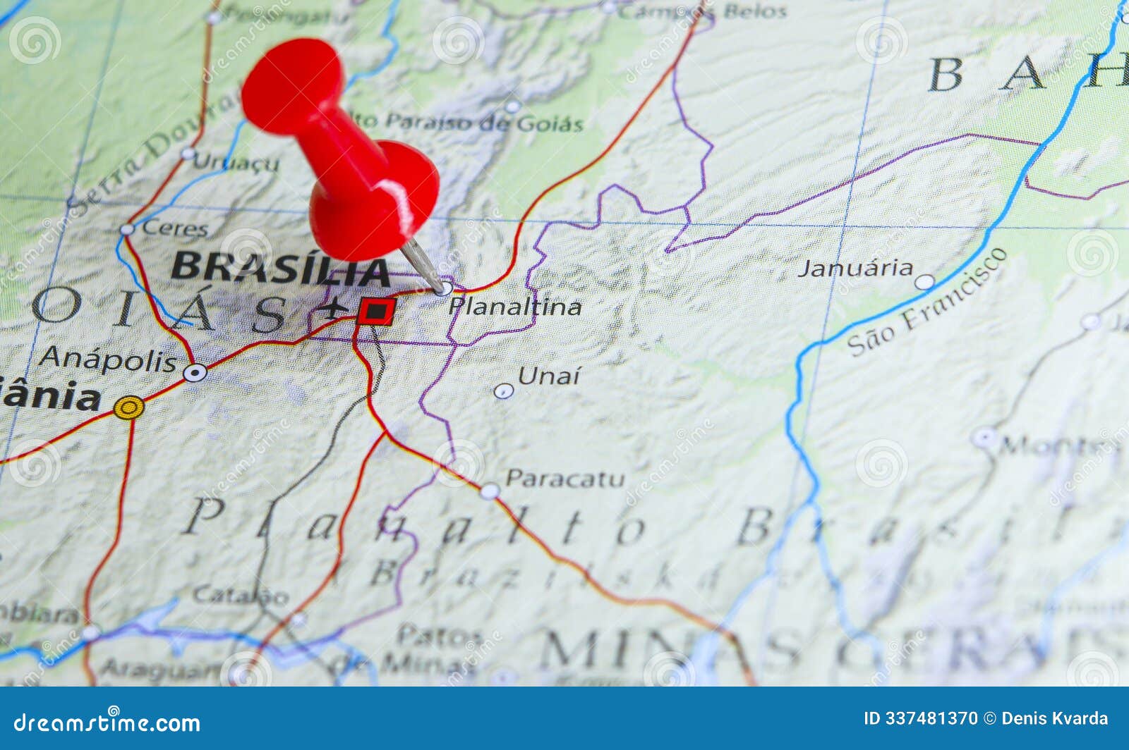 Planaltina, Brazil Pin on Map Stock Photo - Image of freedom, graphic ...