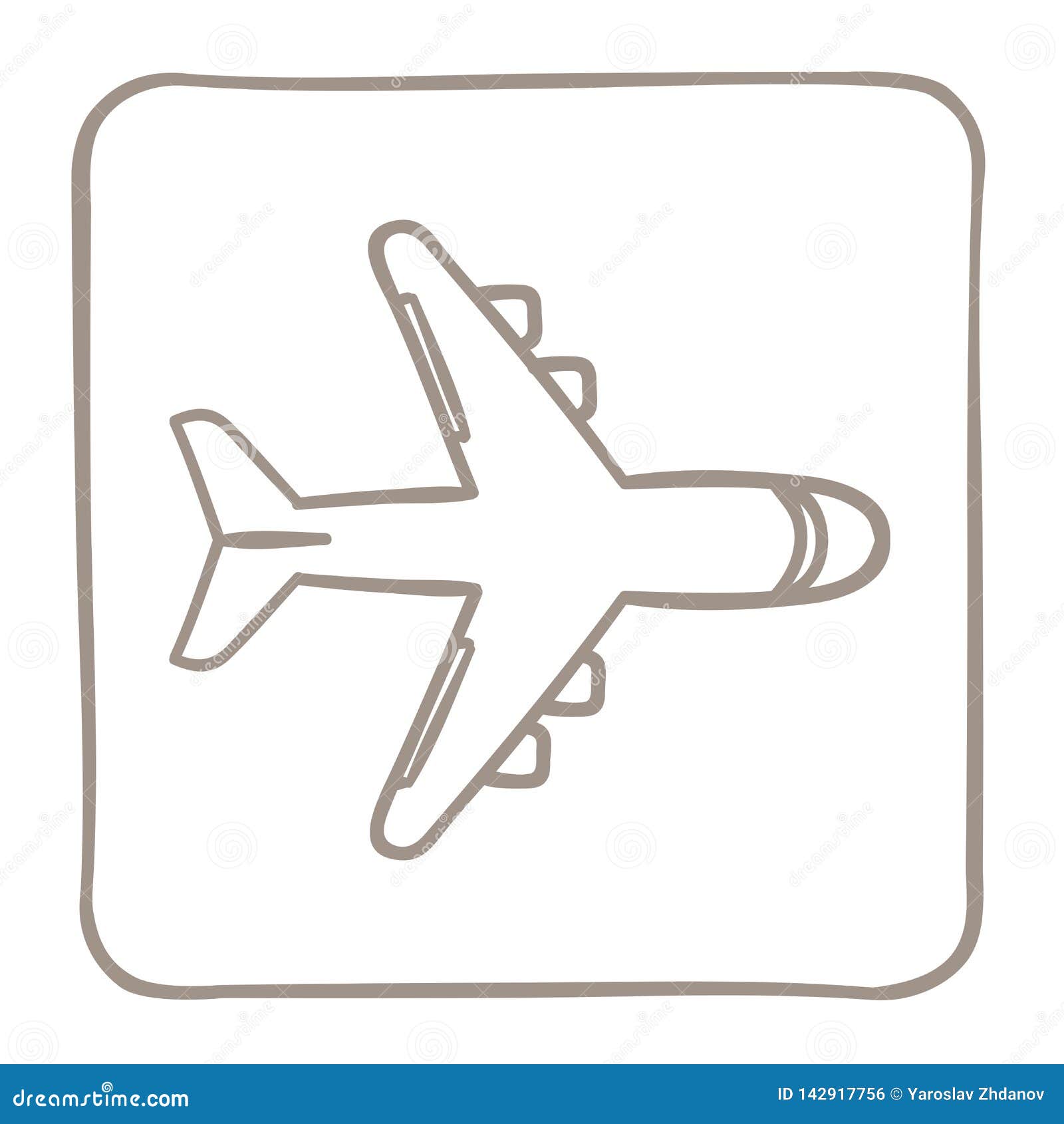 Airplane Icon in a Light Brown Frame. Vector Graphics. Stock Vector ...