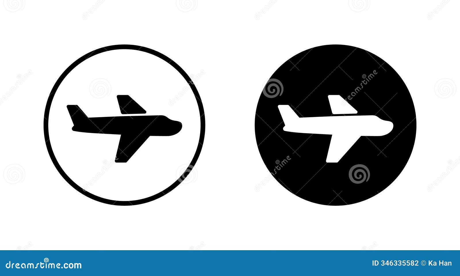 Plane, Airplane Icon on Black Circle. Flight Sign Symbol Stock ...