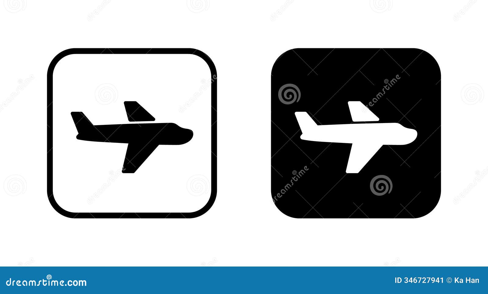 Plane, Airplane Icon on Black Square. Flight Sign Symbol Stock ...