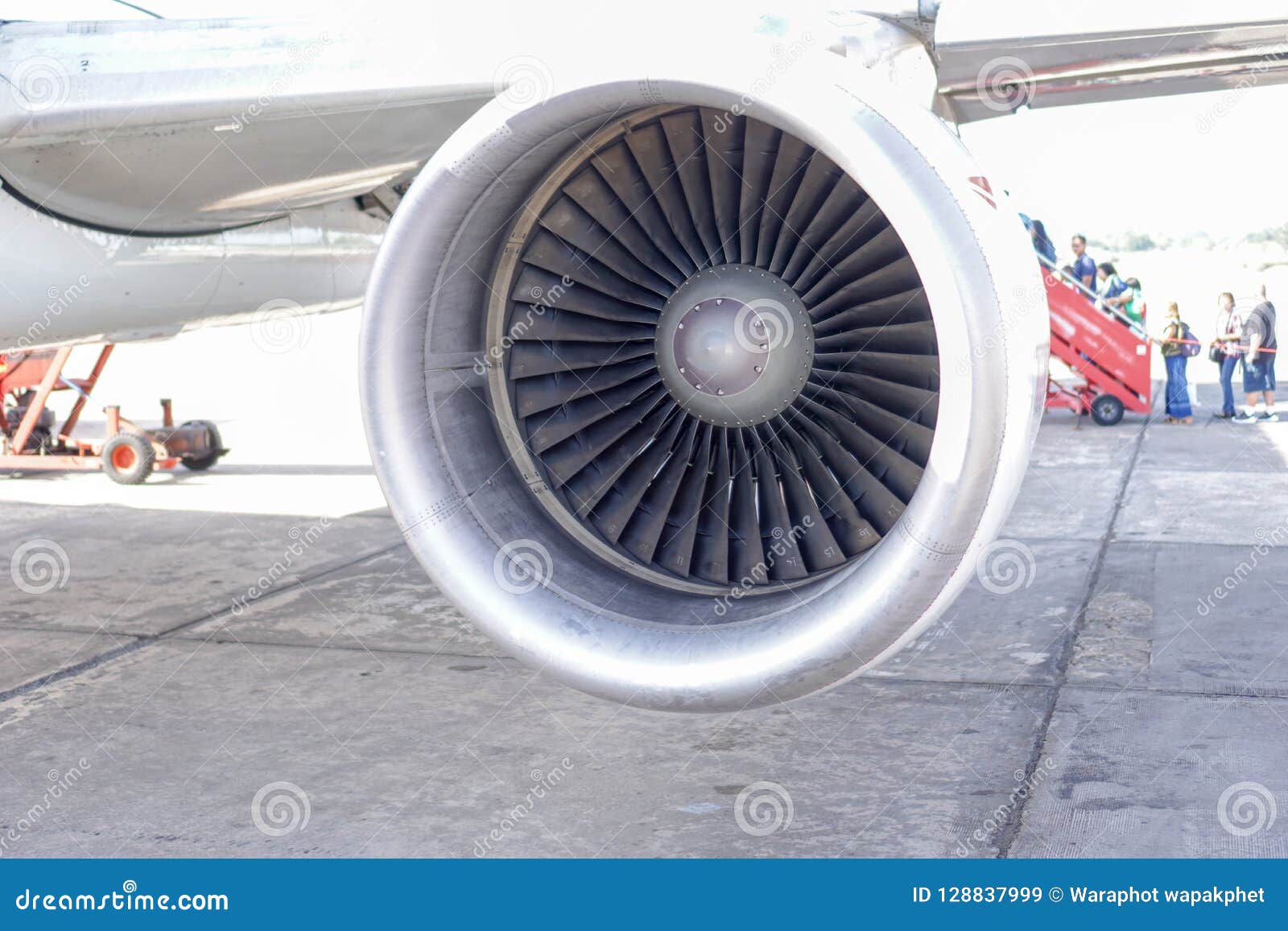 Plane on the Airport Engine View Airport Background Stock Image - Image ...
