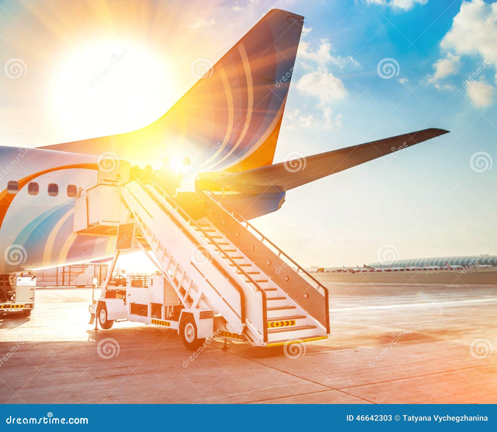 Plane and the airport stock image. Image of land, business - 46642303