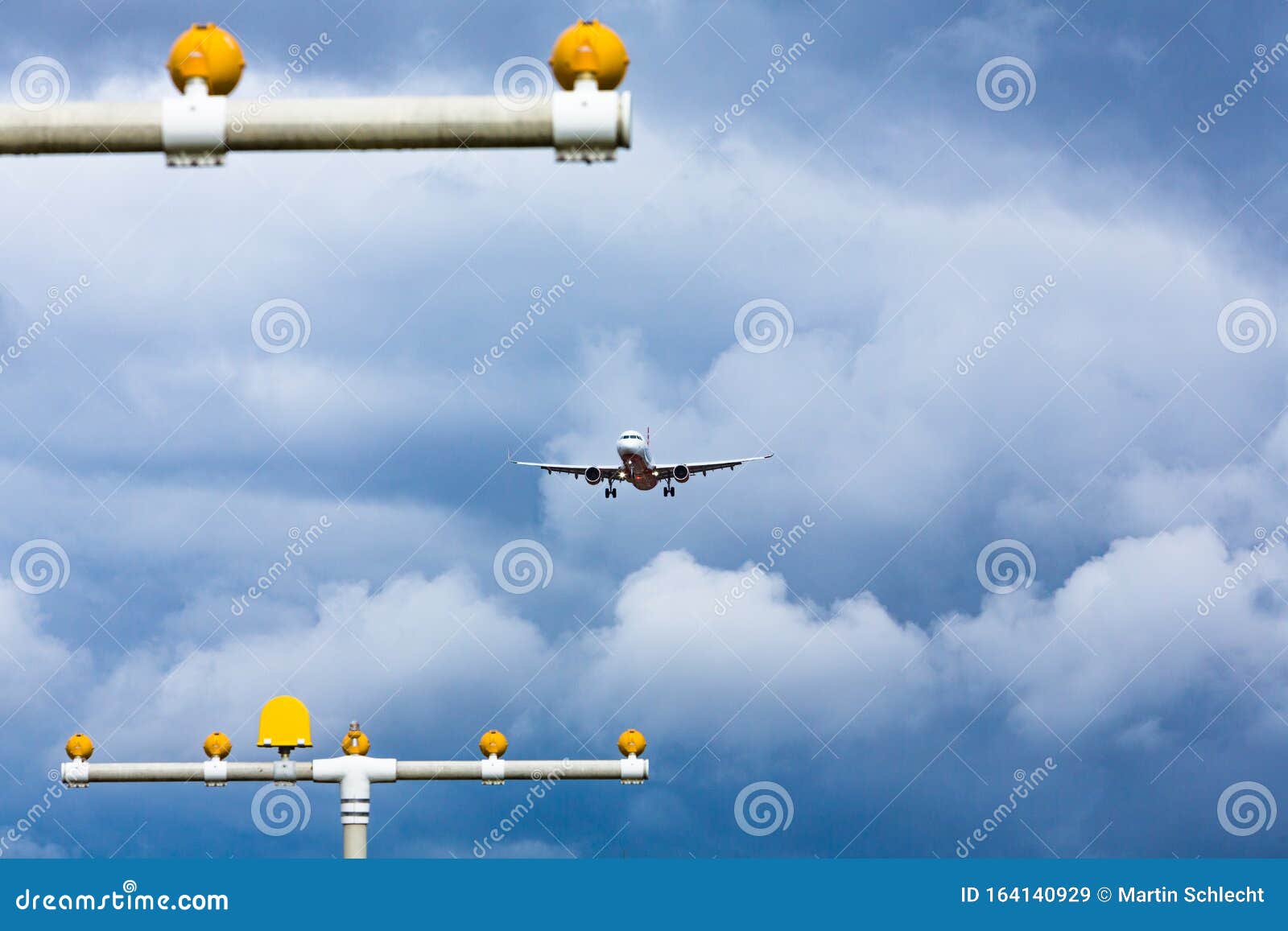Plane Arrive at the Airport and Landing Stock Image - Image of glide ...