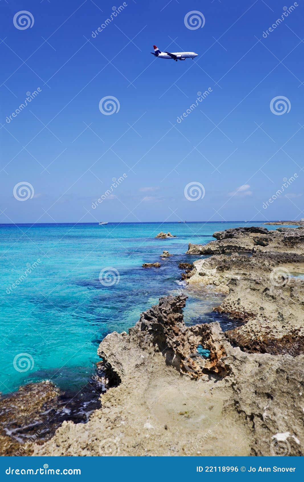 Plane arriving over reef stock photo. Image of caribbean - 22118996