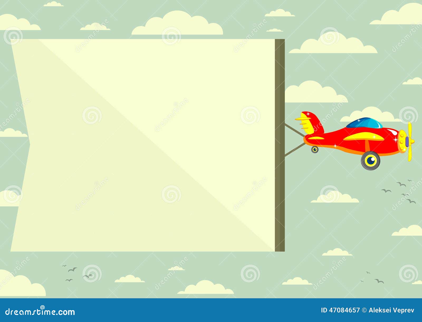 Plane with Banner, Vector Illustration Stock Vector - Illustration of ...