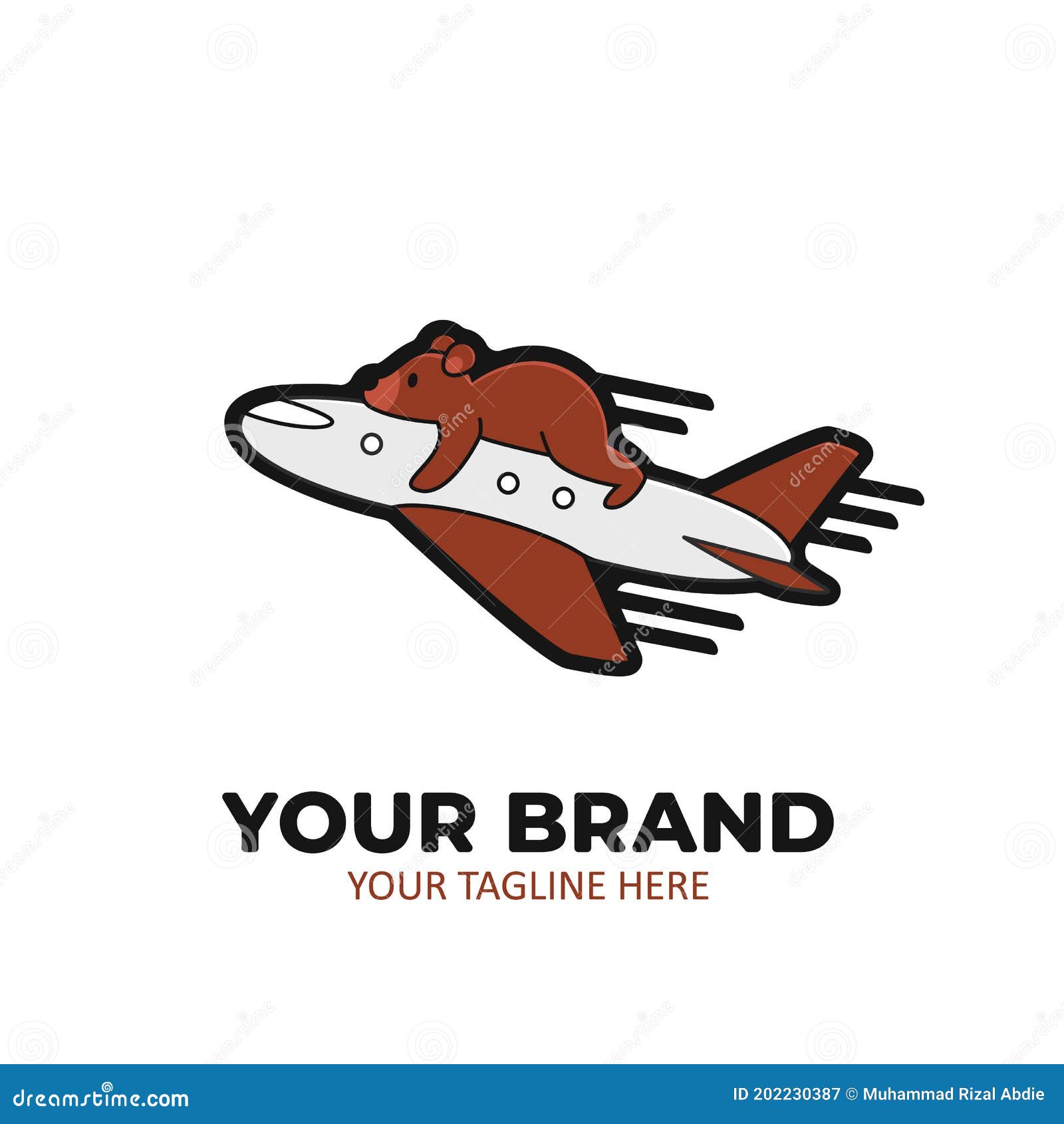Plane Bear Logo Icon. Bear on a Flying Plane Cartoon Illustration Stock ...