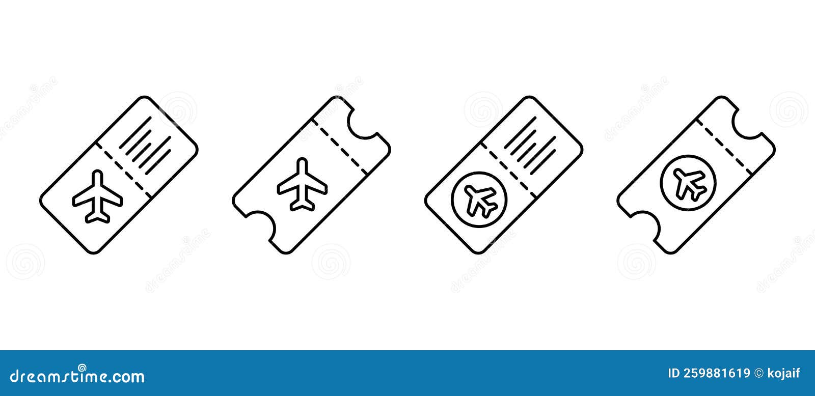 Plane Board Ticket Vector Icon. Outline Plane Board Ticket Symbol For ...