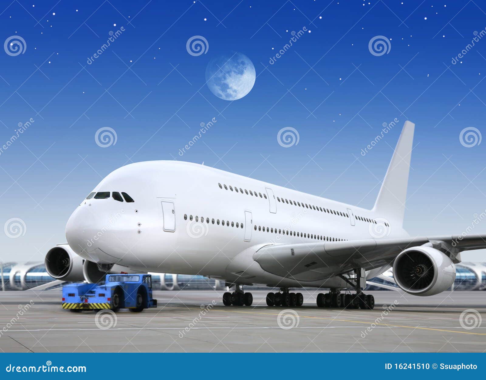 Plane in the Bright of the Moon Stock Photo - Image of cockpit ...