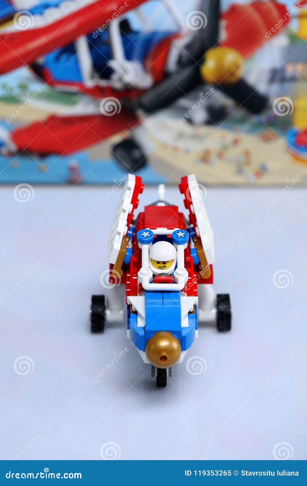 Plane Built From Lego Bricks And Its Box Front View Editorial Image ...