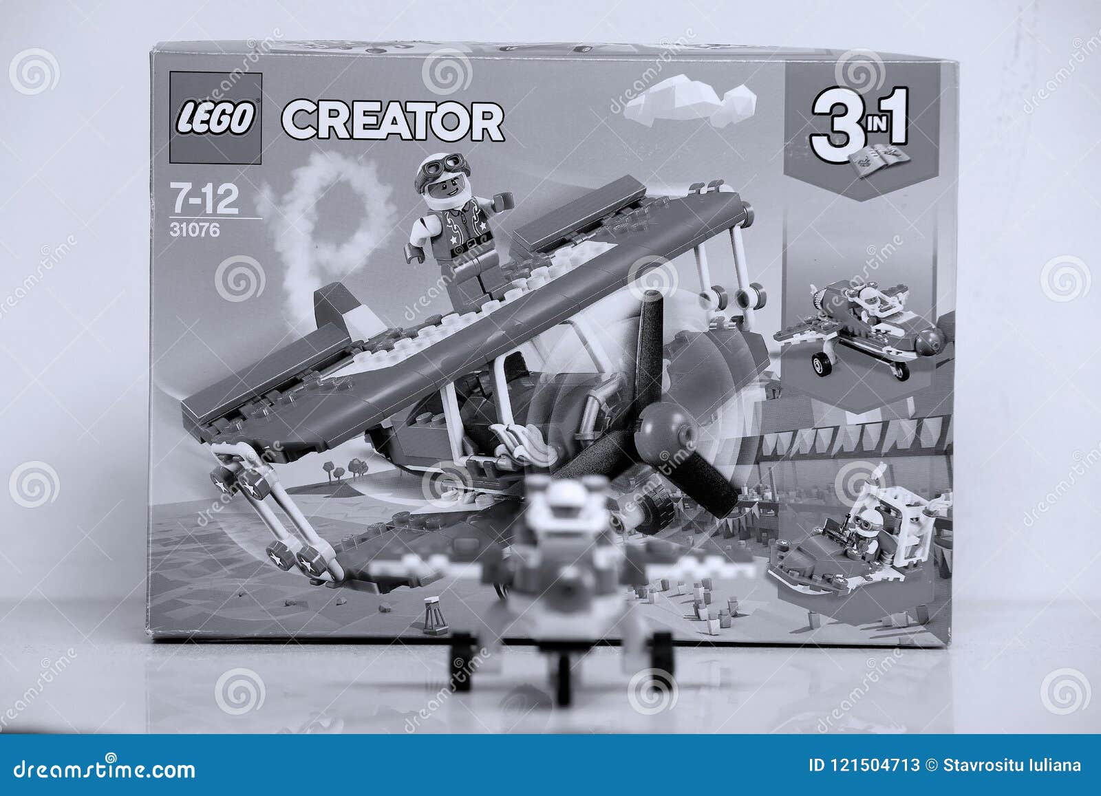 Plane Built from Lego Bricks and Its Box Front View Editorial Stock ...