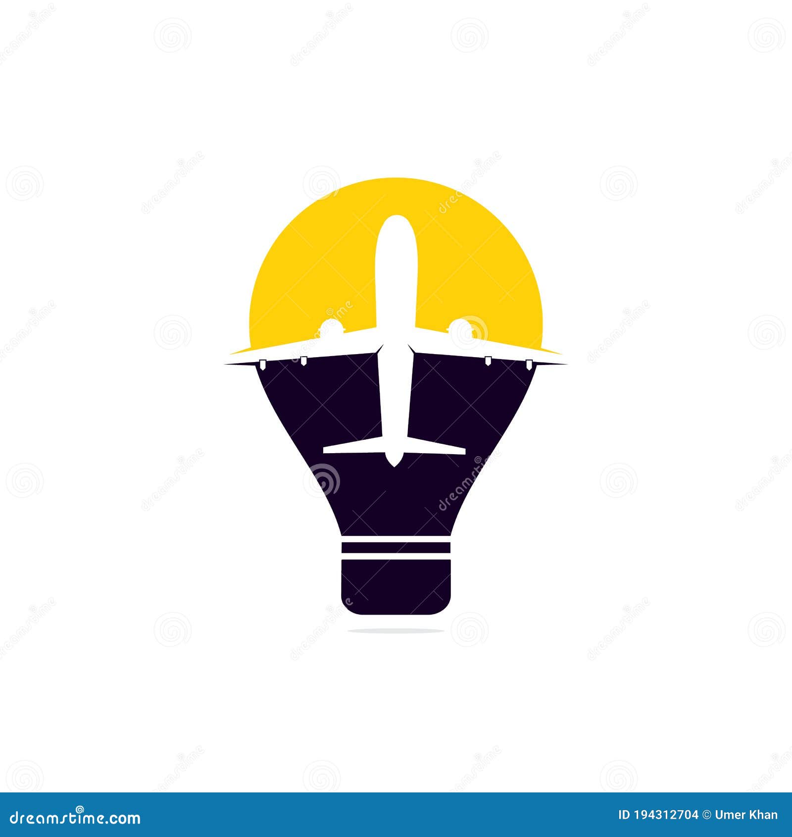 Plane Bulb Logo Design stock vector. Illustration of destination ...