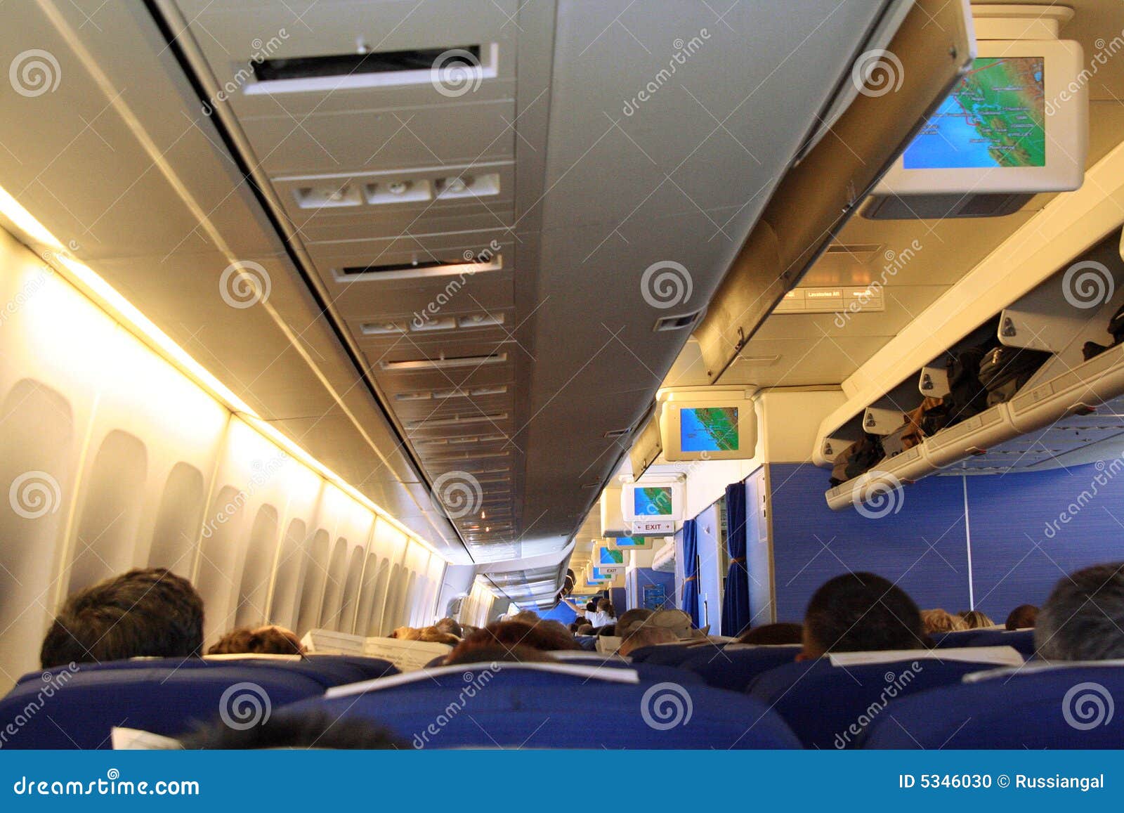 Plane cabin stock photo. Image of aircraft, economy, passengers - 5346030