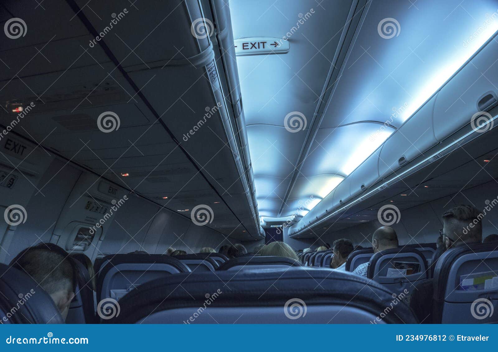 Plane Cabin with Passengers Editorial Photography - Image of chair ...