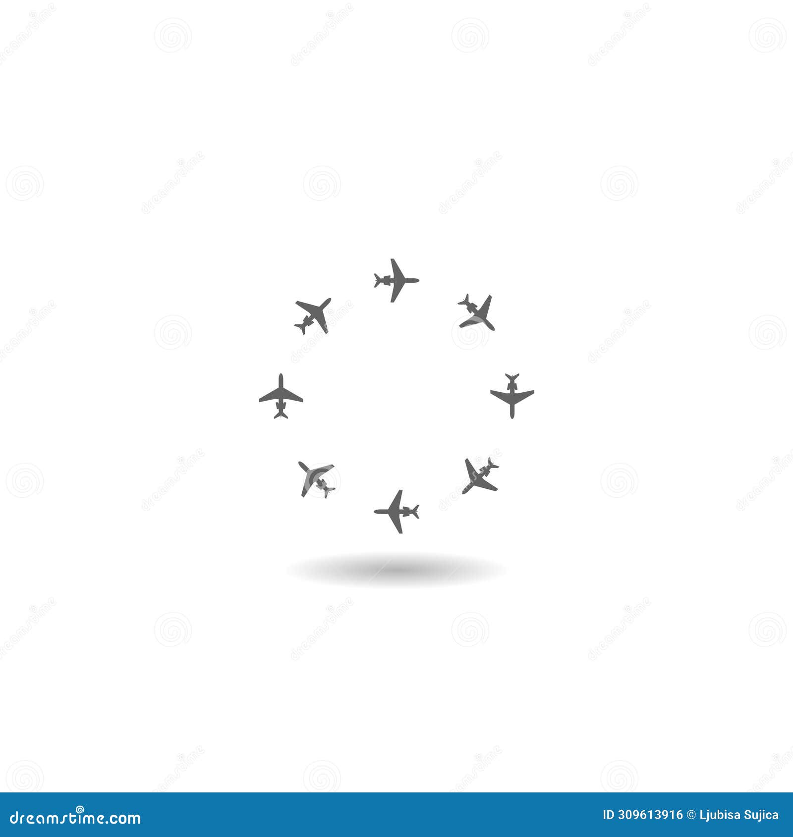 Plane Circle Icon with Shadow Stock Illustration - Illustration of wing ...