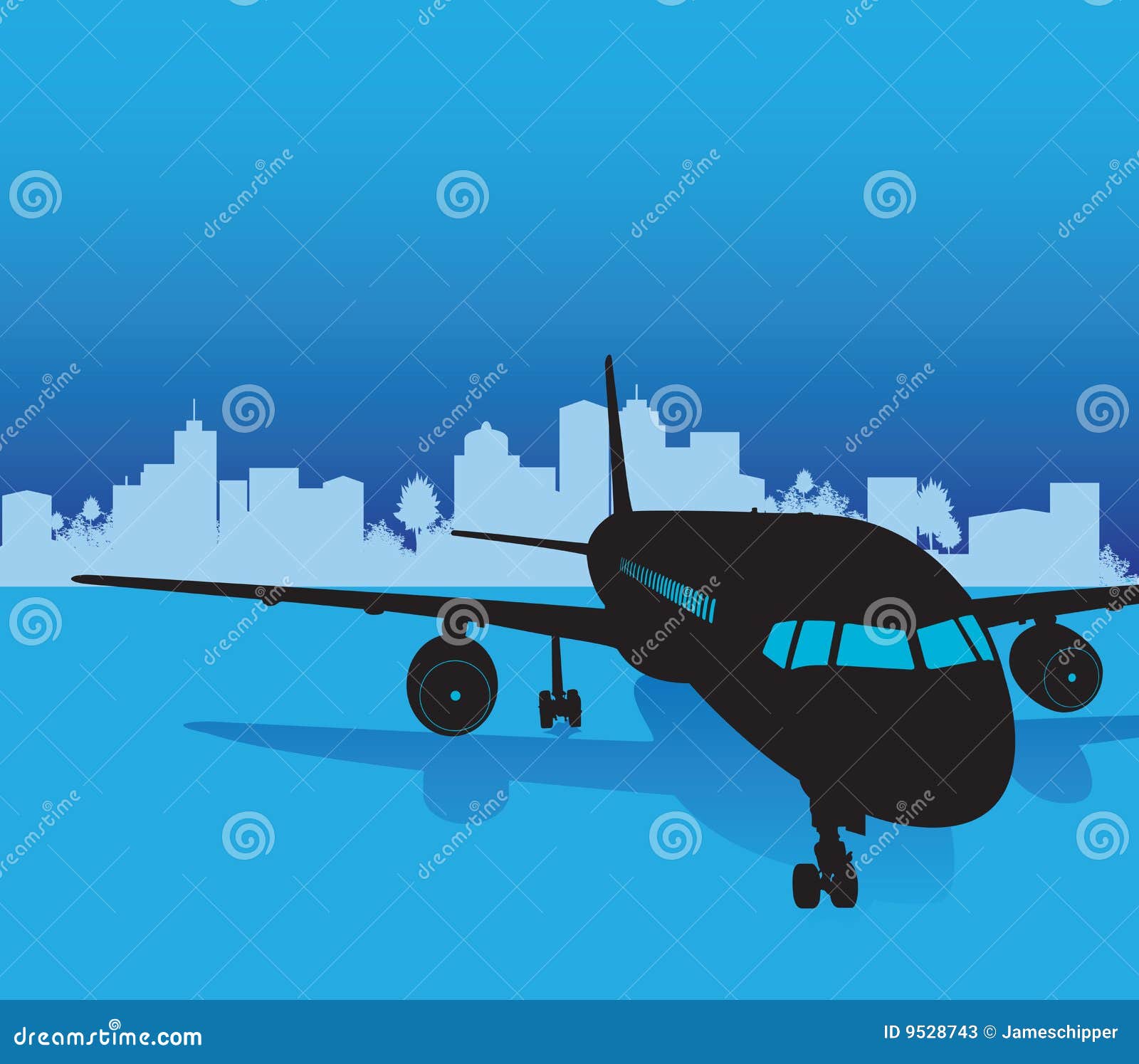 Plane with city background stock vector. Illustration of shade - 9528743