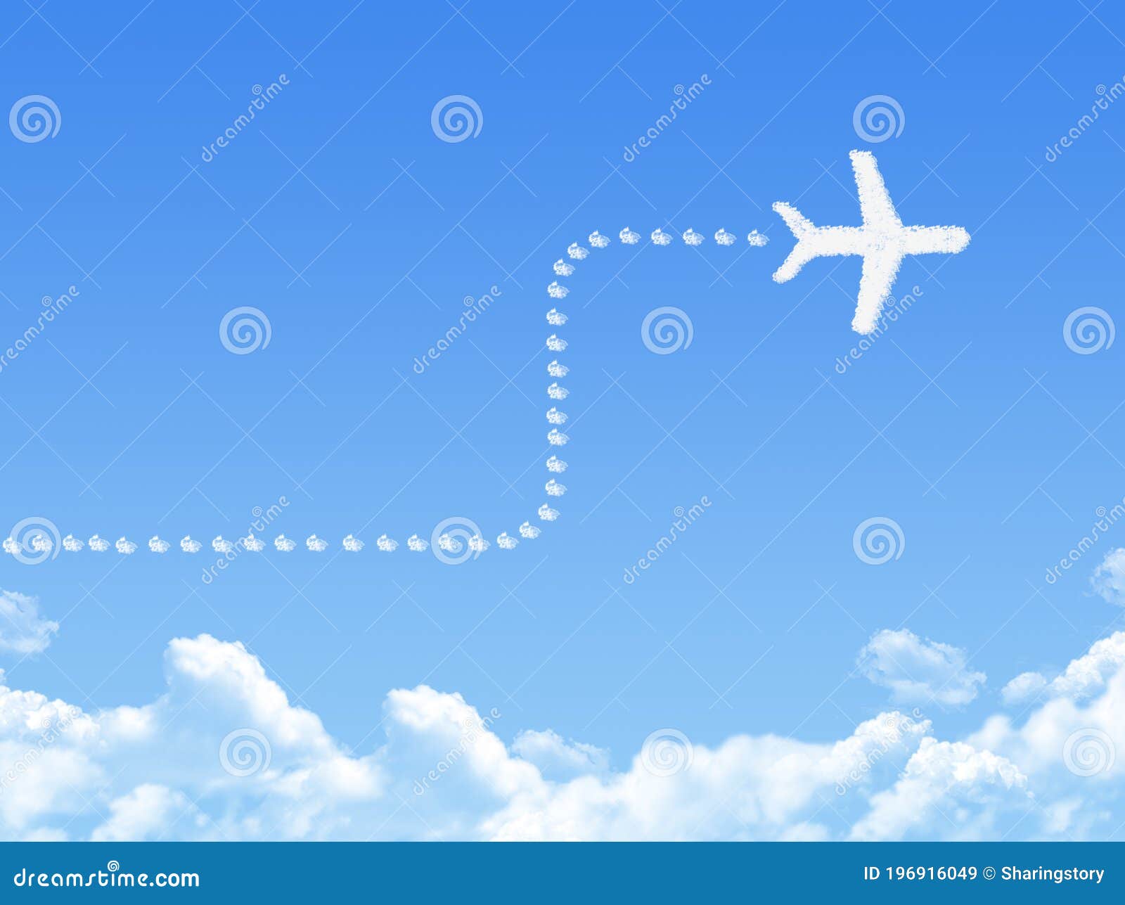 Plane on Cloud Shaped ,Airplane Line Path Stock Image - Image of ...