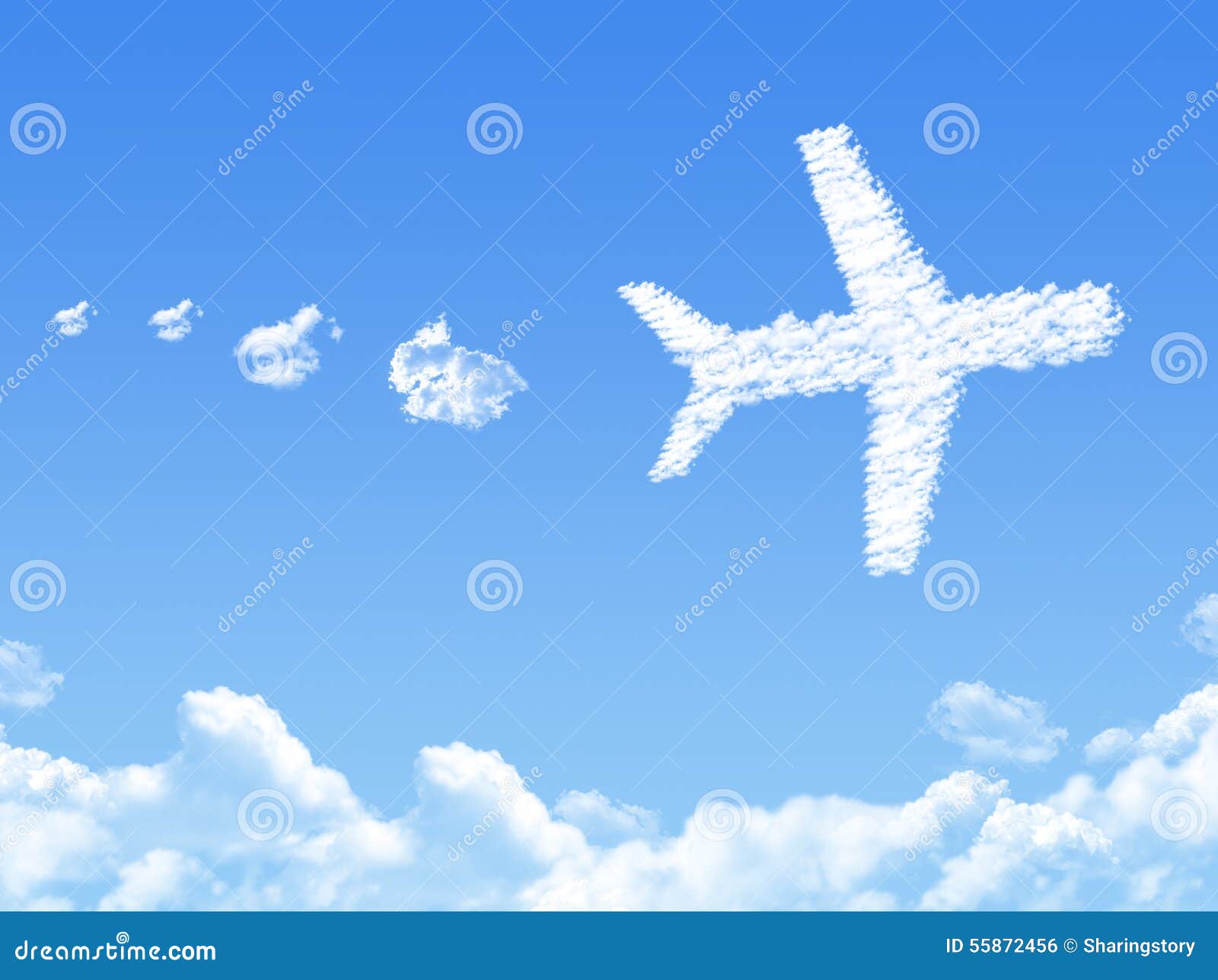 Plane on Cloud shaped stock photo. Image of concepts - 55872456