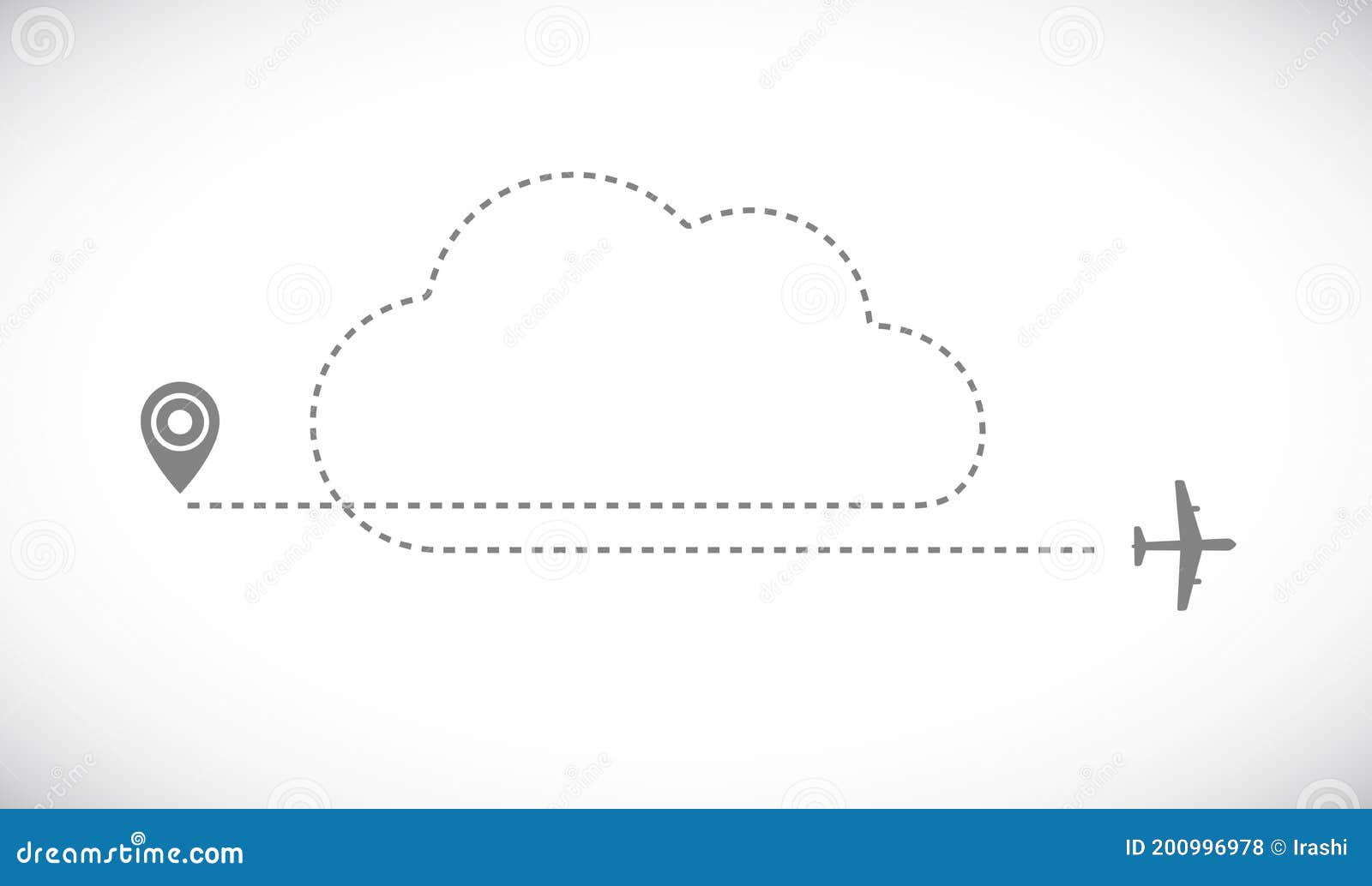 Plane cloud track icon stock vector. Illustration of path - 200996978