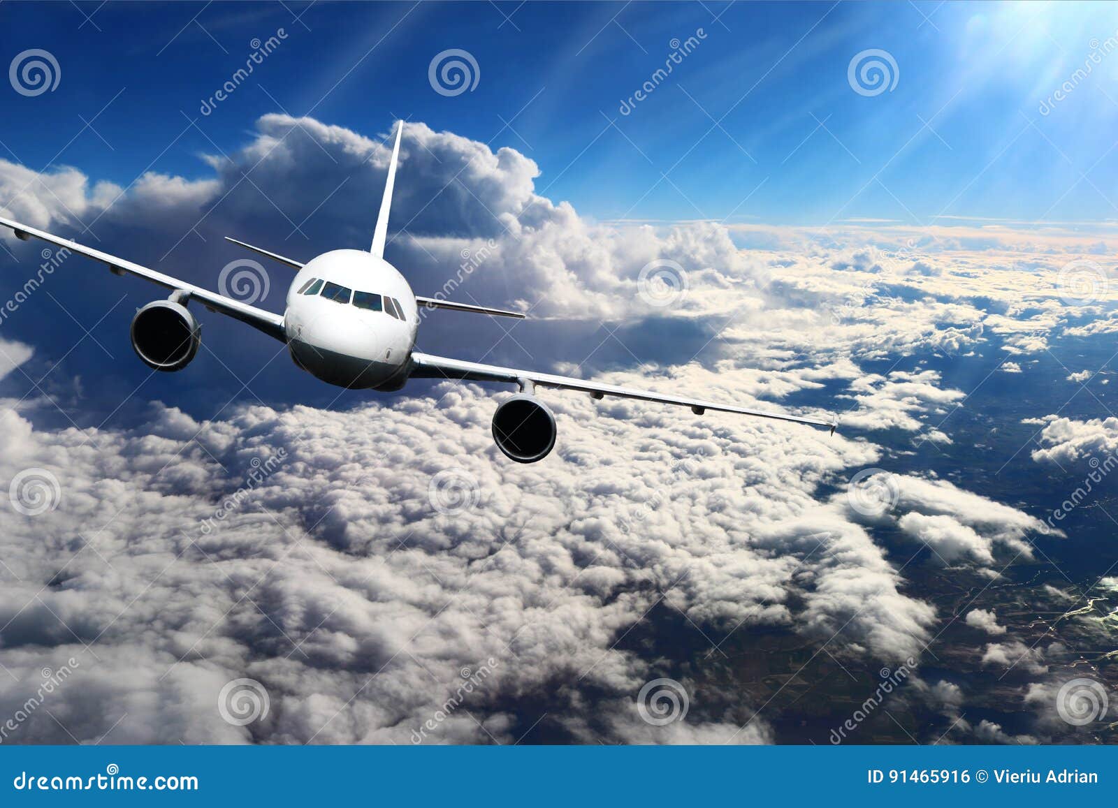 Plane Clouds on the Plane Nature Background Blue Stock Photo - Image of ...