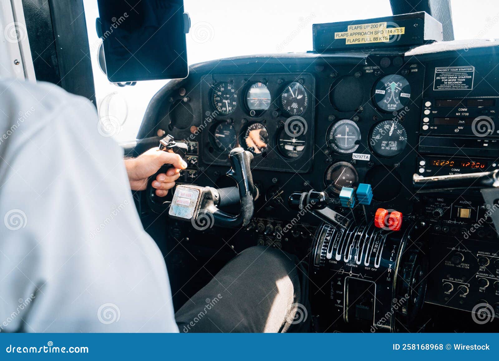 Plane Cockpit and a Pilot Flying a Private Plane Stock Photo - Image of ...