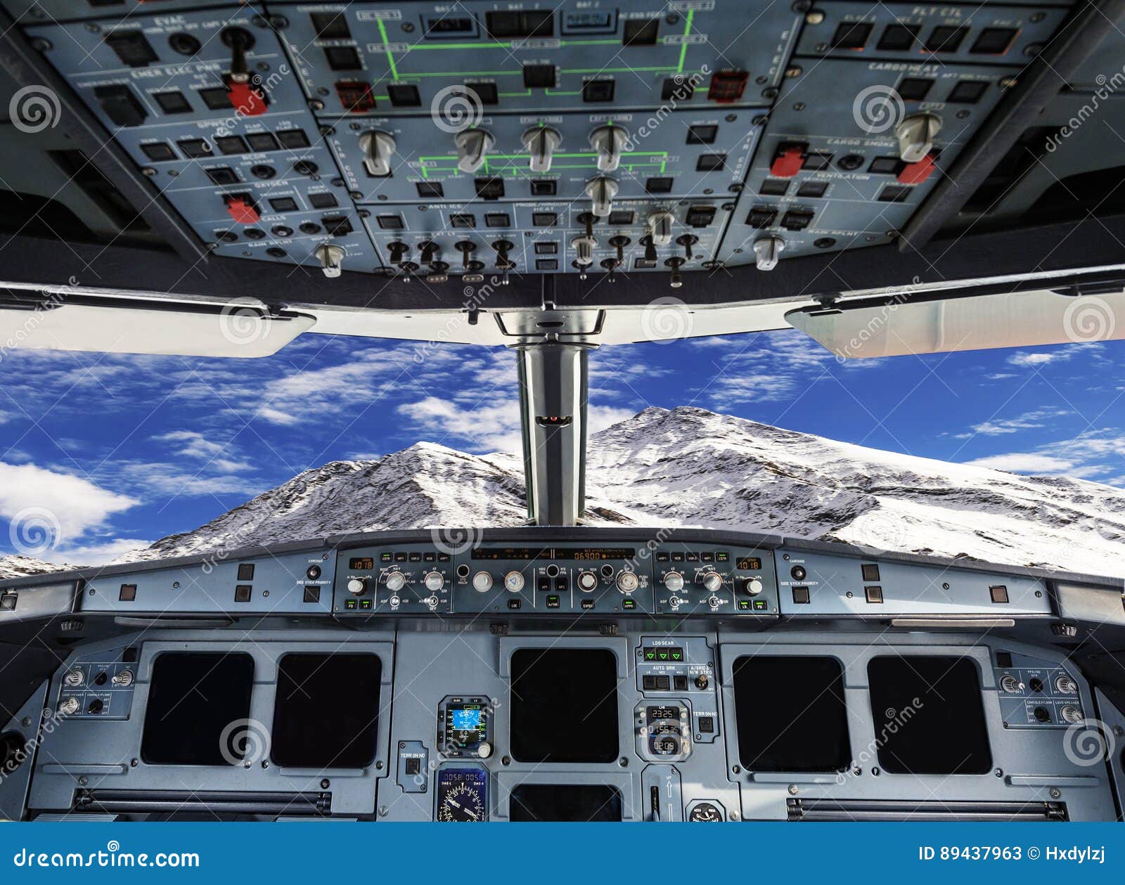 Plane cockpit stock image. Image of mountain, departure - 89437963
