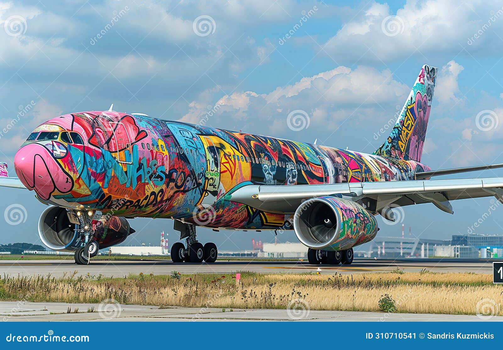The Plane is Completely Covered with Graffiti. Generative AI Stock ...