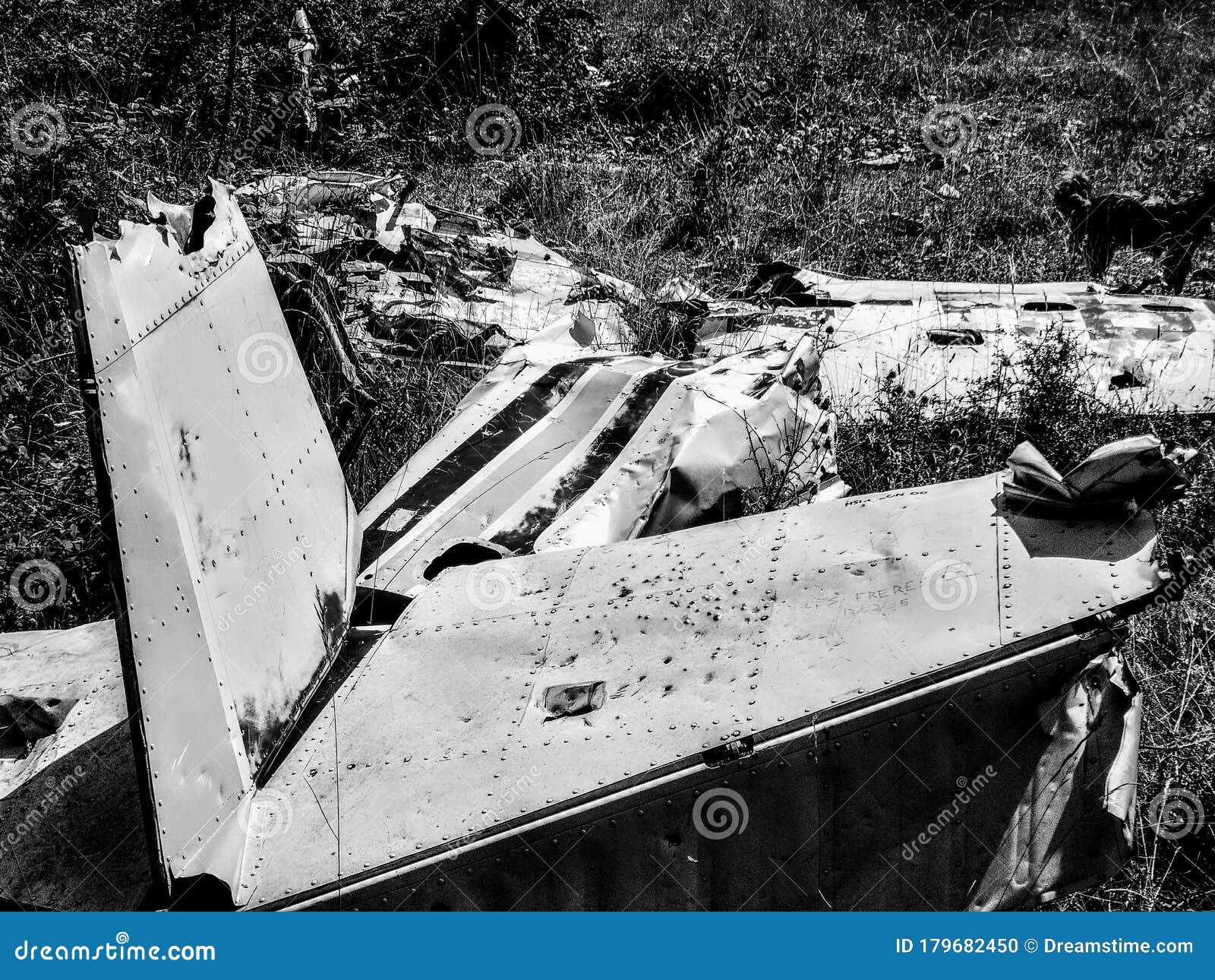 Plane crash stock photo. Image of plane, black, white - 179682450