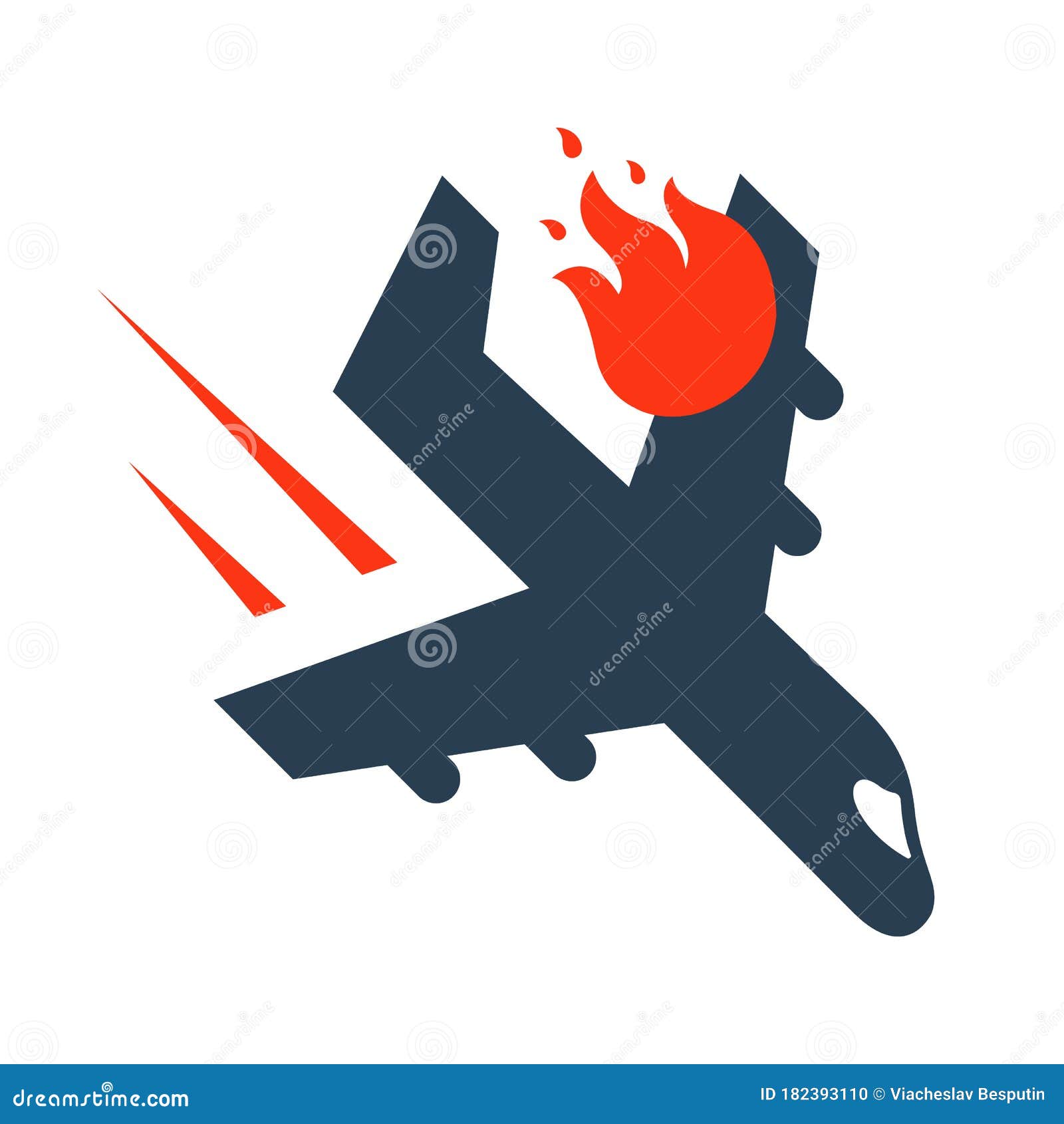 Plane Crash Icon. The Downed Plane Crashes. A Burning Military Plane On ...