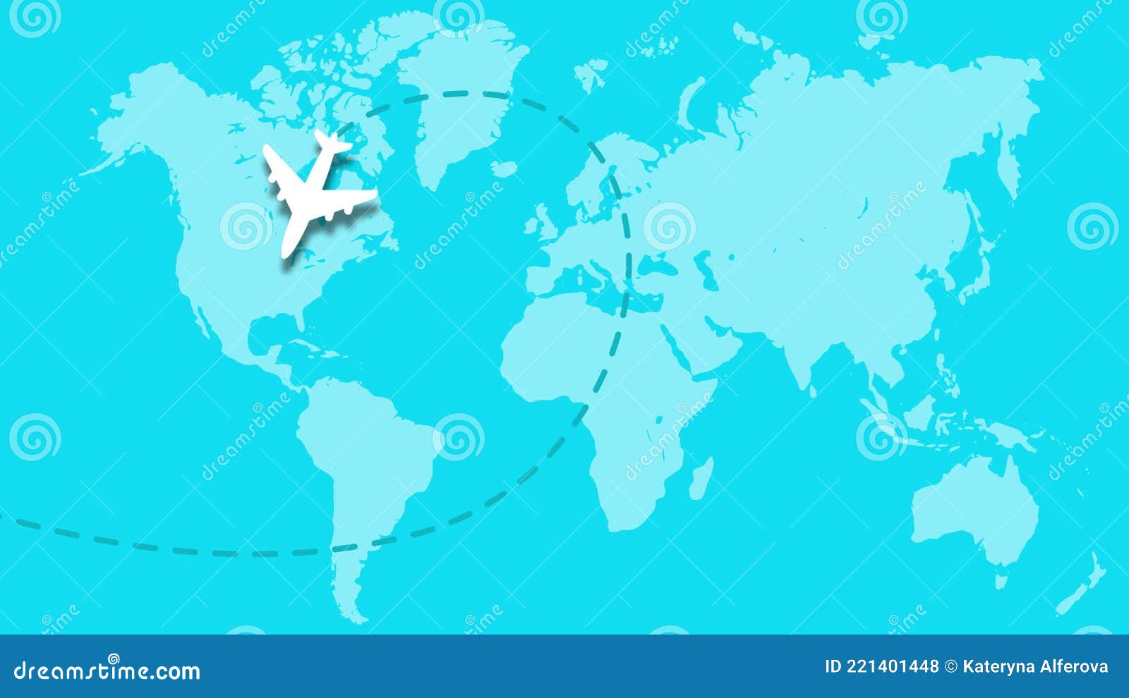 Plane 2d Flat Animation with White Airplane Flying on the World Map ...