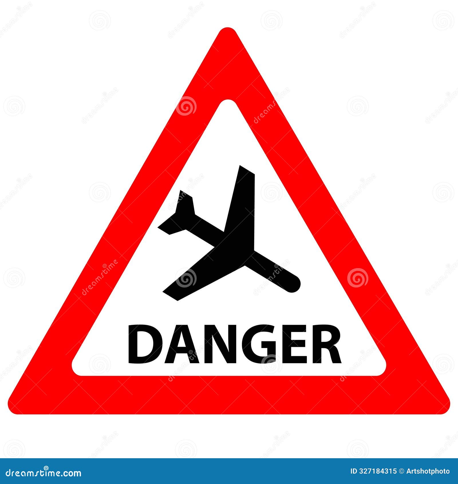 Silhouette of a Plane in Red Triangle with the Text Danger Stock Vector ...