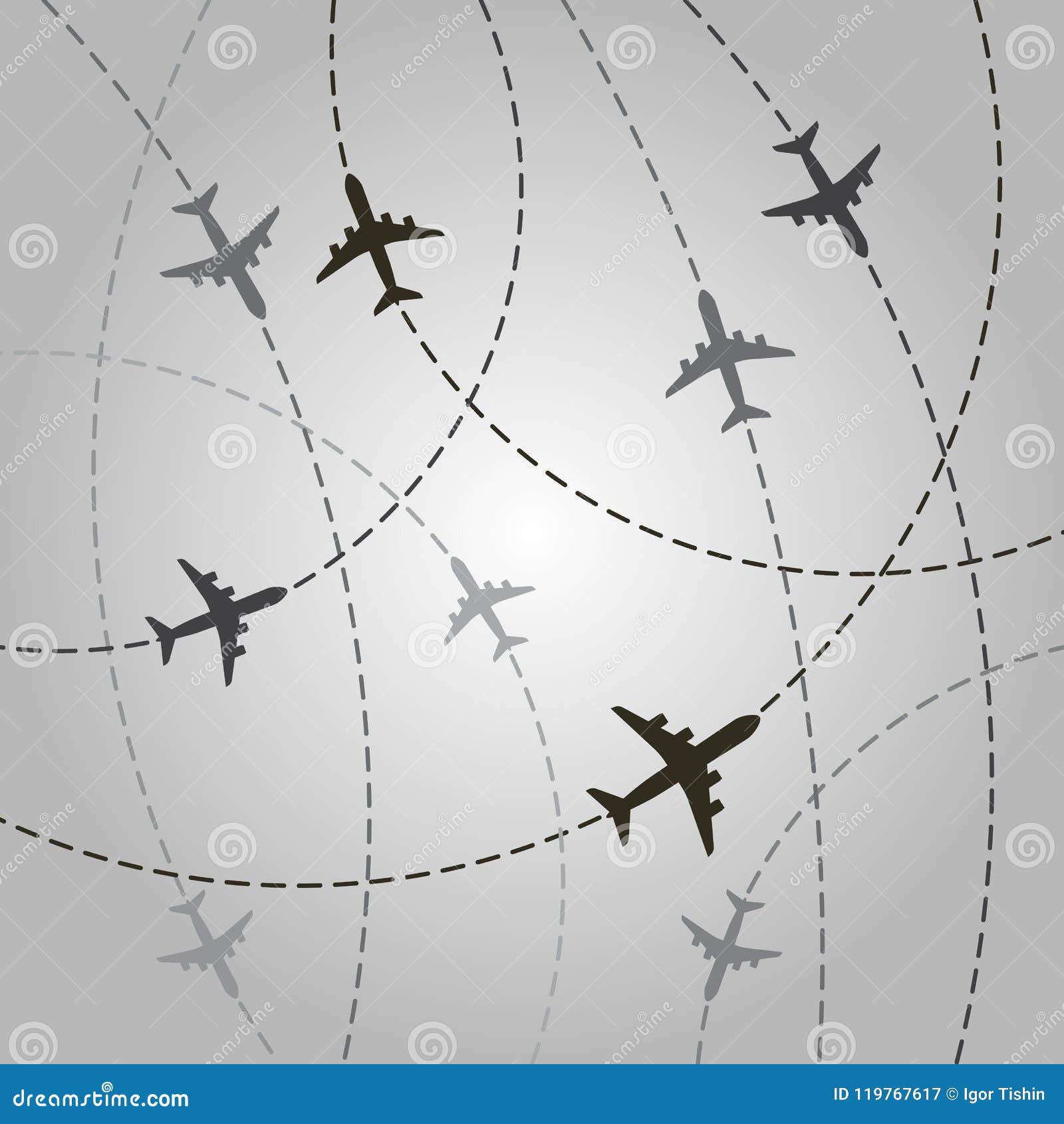 Plane with Dashed Path Lines. Airplane Flight Route Stock Vector ...