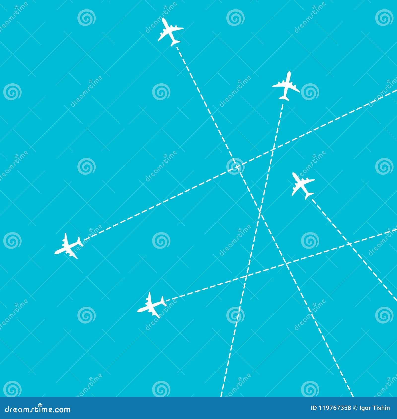 Plane with Dashed Path Lines. Airplane Flight Route Stock Vector ...