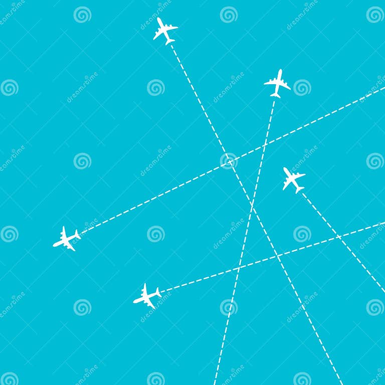Plane with Dashed Path Lines. Airplane Flight Route Stock Vector ...